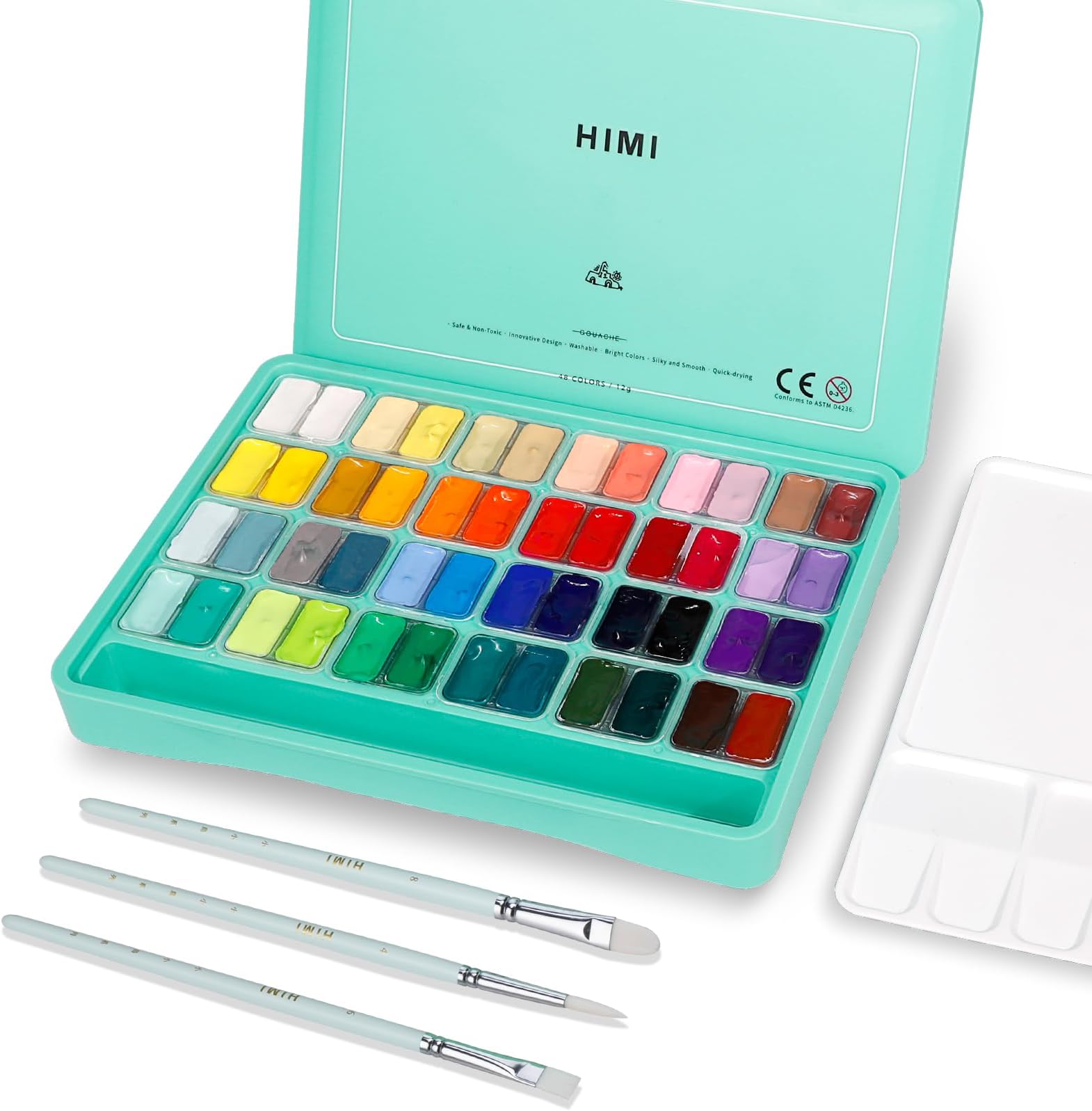 Amazon.com: HIMI Gouache Paint Set, 48 Colors x 0.4oz, Twin Cup Jelly ...