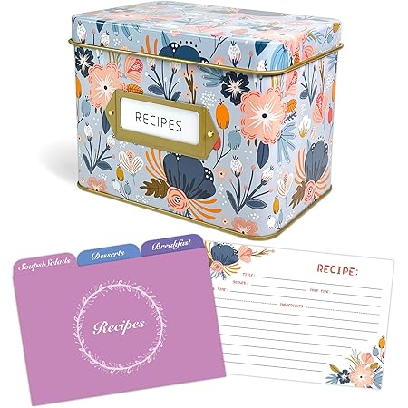 Amazon.com: Heart&Berry Recipe Box With Cards And Dividers - Includes ...