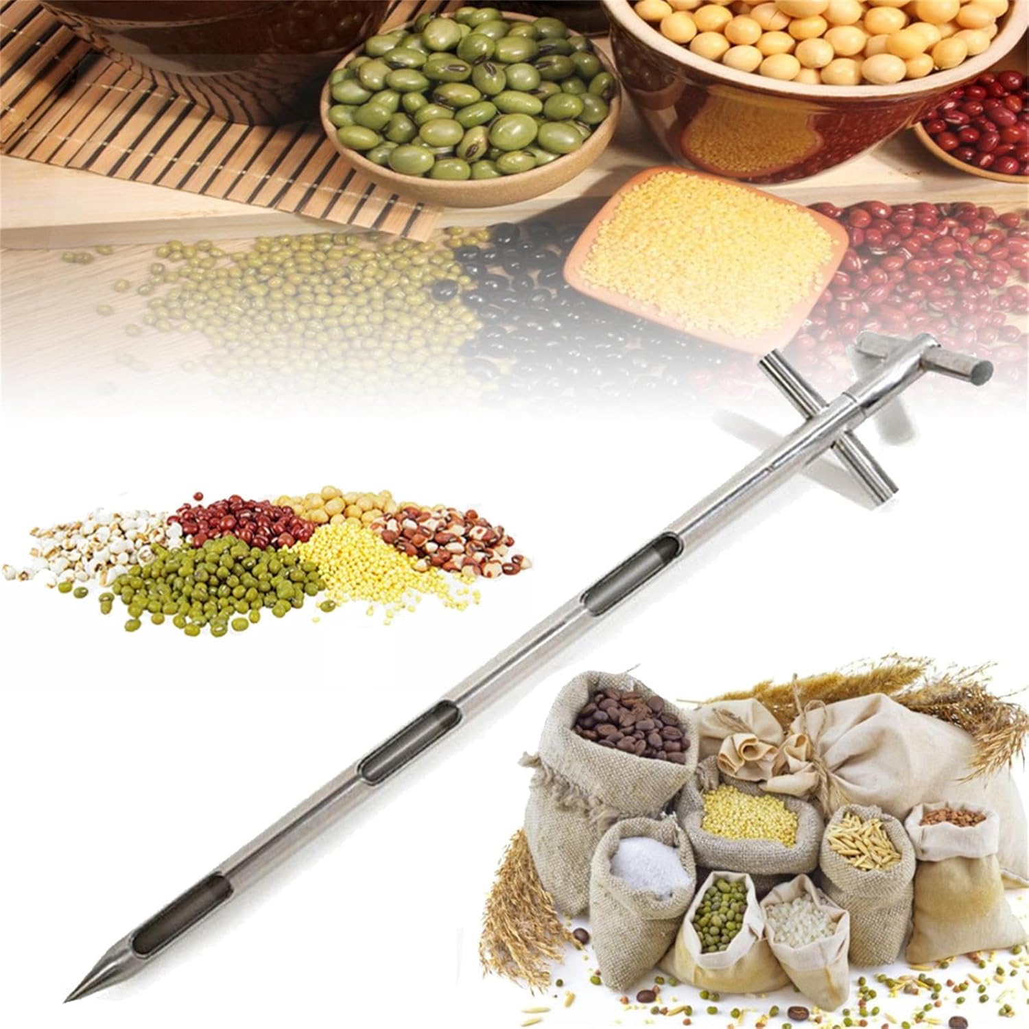 Amazon.com: Stainless Steel Grains Powder Sampler, Rotary Handle Soil ...