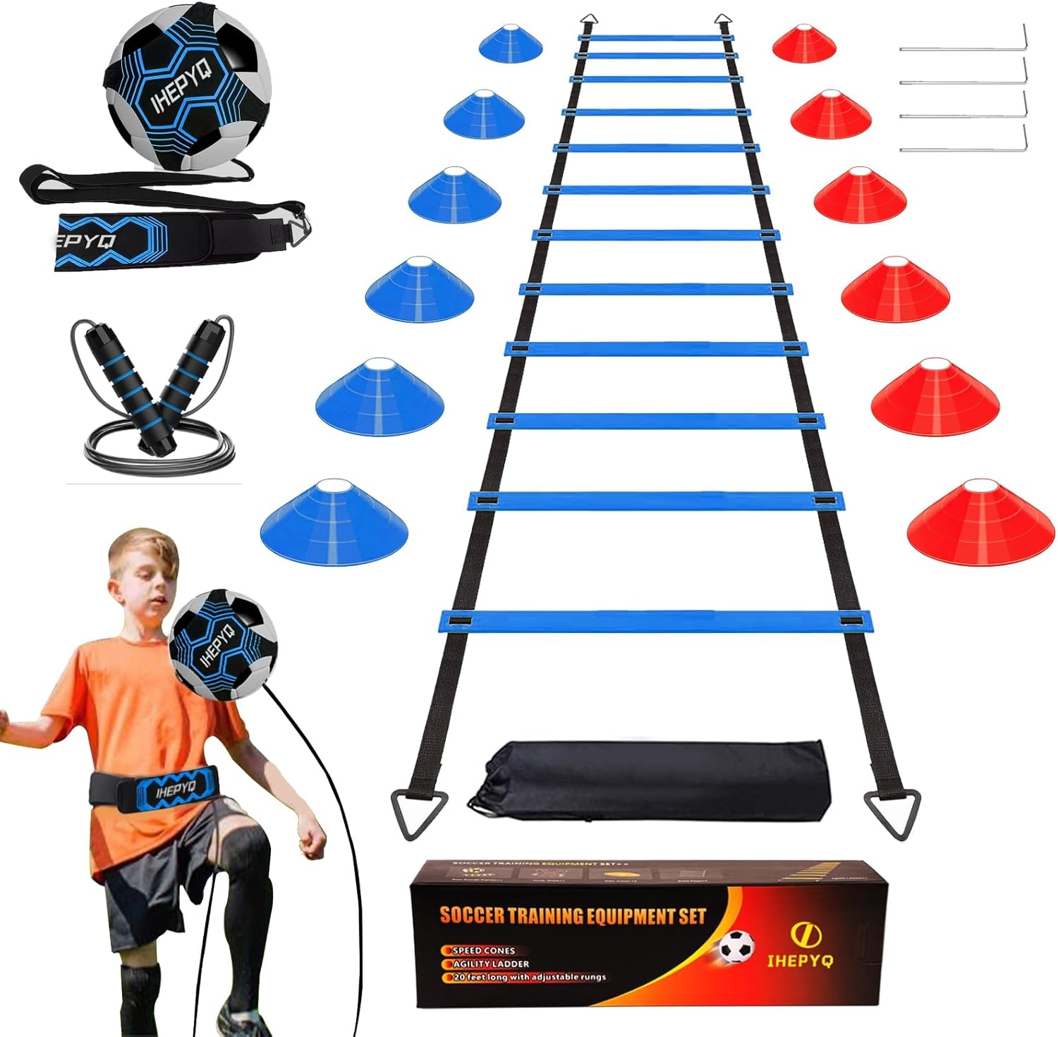IHEPYQ Soccer Agility Training Equipment Set, 12 Rung 20Ft Agility ...