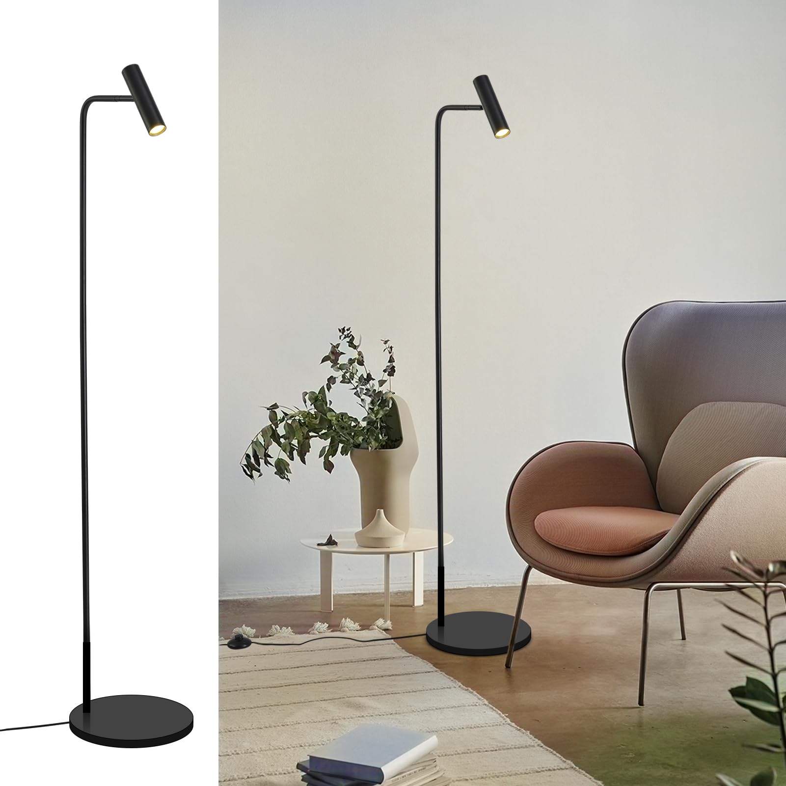 ZEROUNO Floor Lamp, Metal Standing Lamp with Rotatable Head, Reading ...