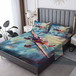 Amazon.com: zcsm Airplane Sheets Twin Size - Aircraft Bed Sheets, Soft ...