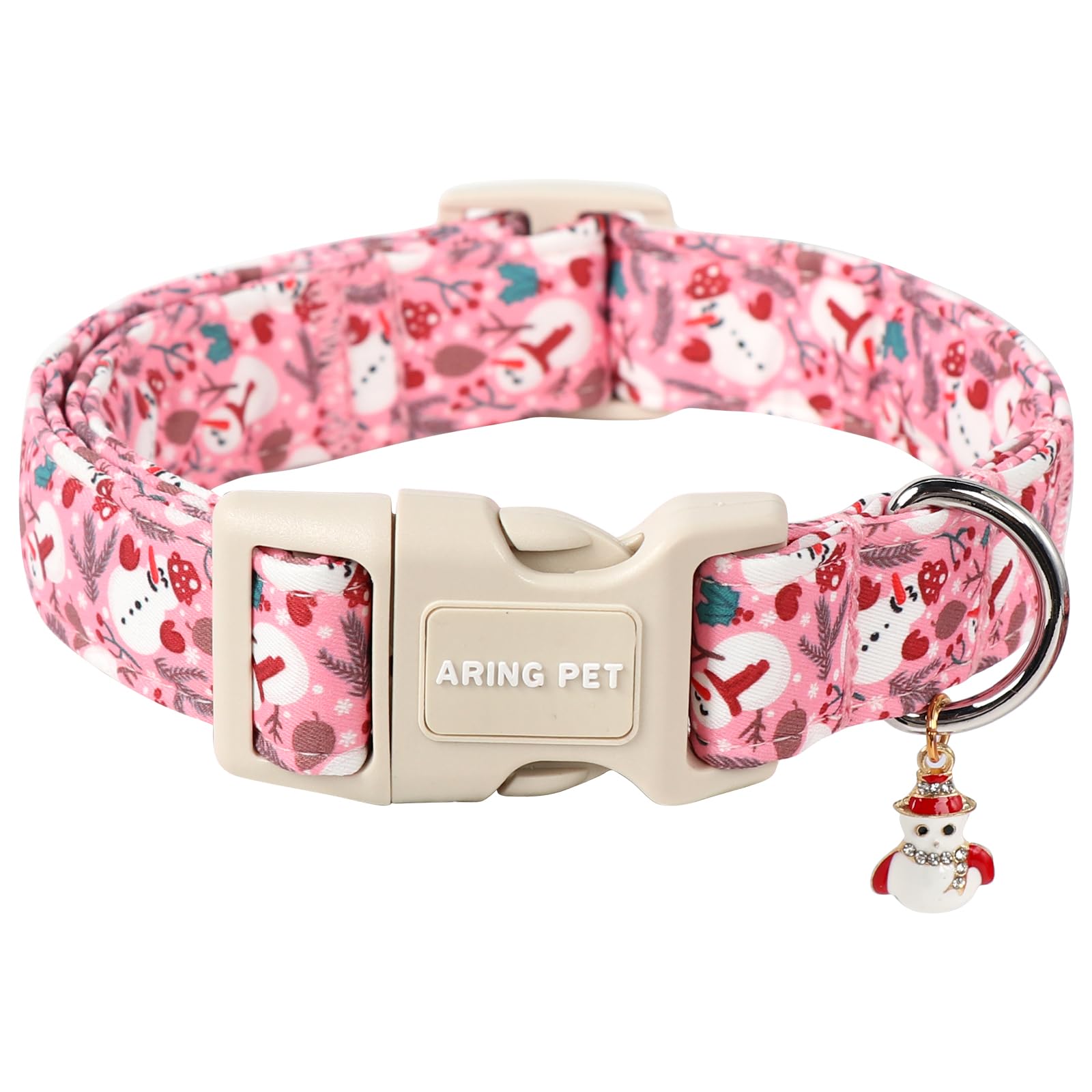 Amazon.com : ARING PET Christmas Dog Collar-Cute Pink Snowman Dog ...