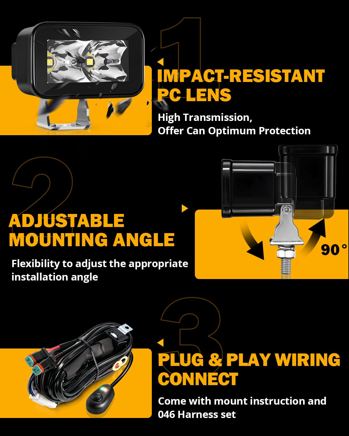 Snapklik.com : 2.5 Inch LED Pod Light, 30W Square Off Road Backup ...