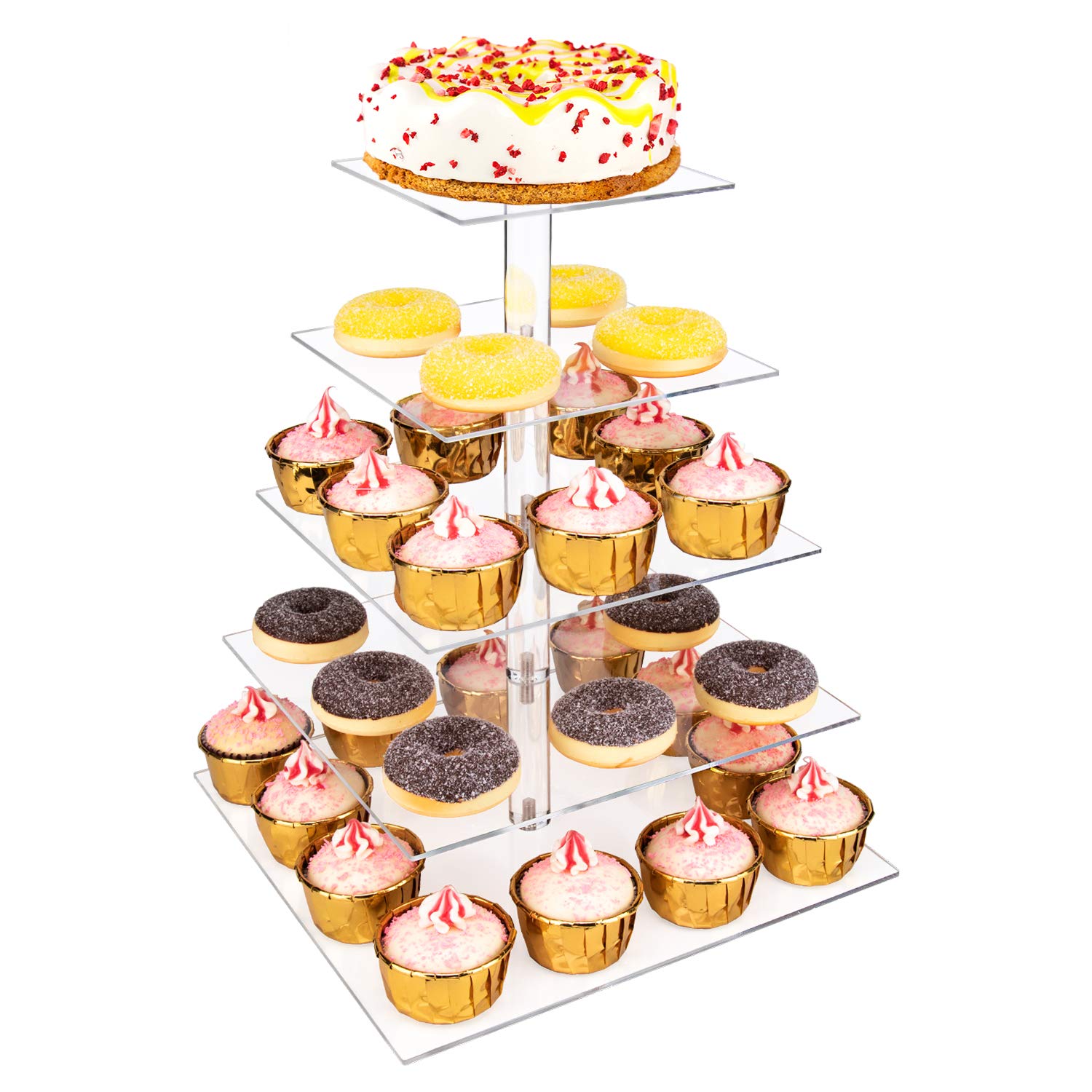 Amazon.com | 5 Tier Cupcake Stand, Acrylic Cupcake Display Stand, Clear ...