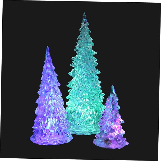 Amazon.com: 3 Pieces Lighted Christmas Tree Figurine Color Changing LED ...