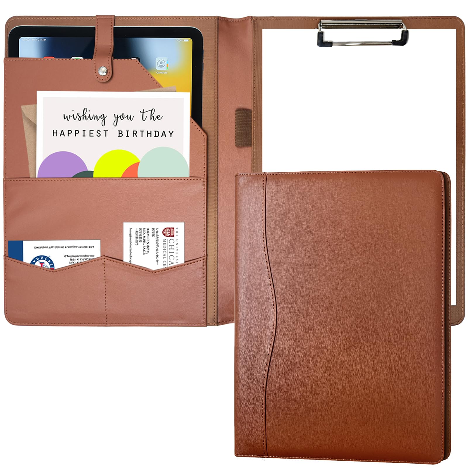 Portfolio Folder Padfolio with A4 Clipboard, PU Leather Portfolio ...