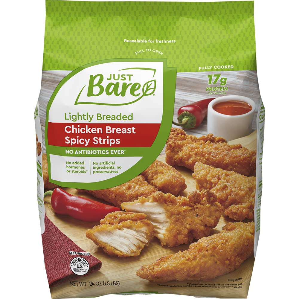 Amazon.com: Just Bare® Chicken Lightly Breaded Spicy Breast Strips ...