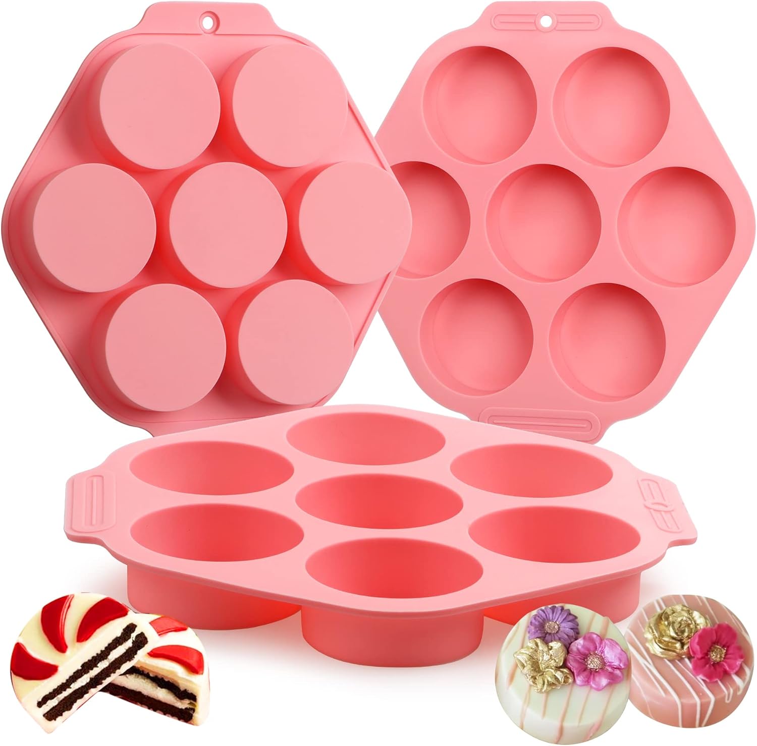 Amazon.com: Sidosir 3Pcs Oreo Cookie Chocolate Silicone Mold, 7-Cavity ...