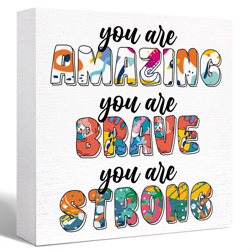 Amazon.com: Inspirational Wood Box Sign You Are Amzaing Brave Strong ...