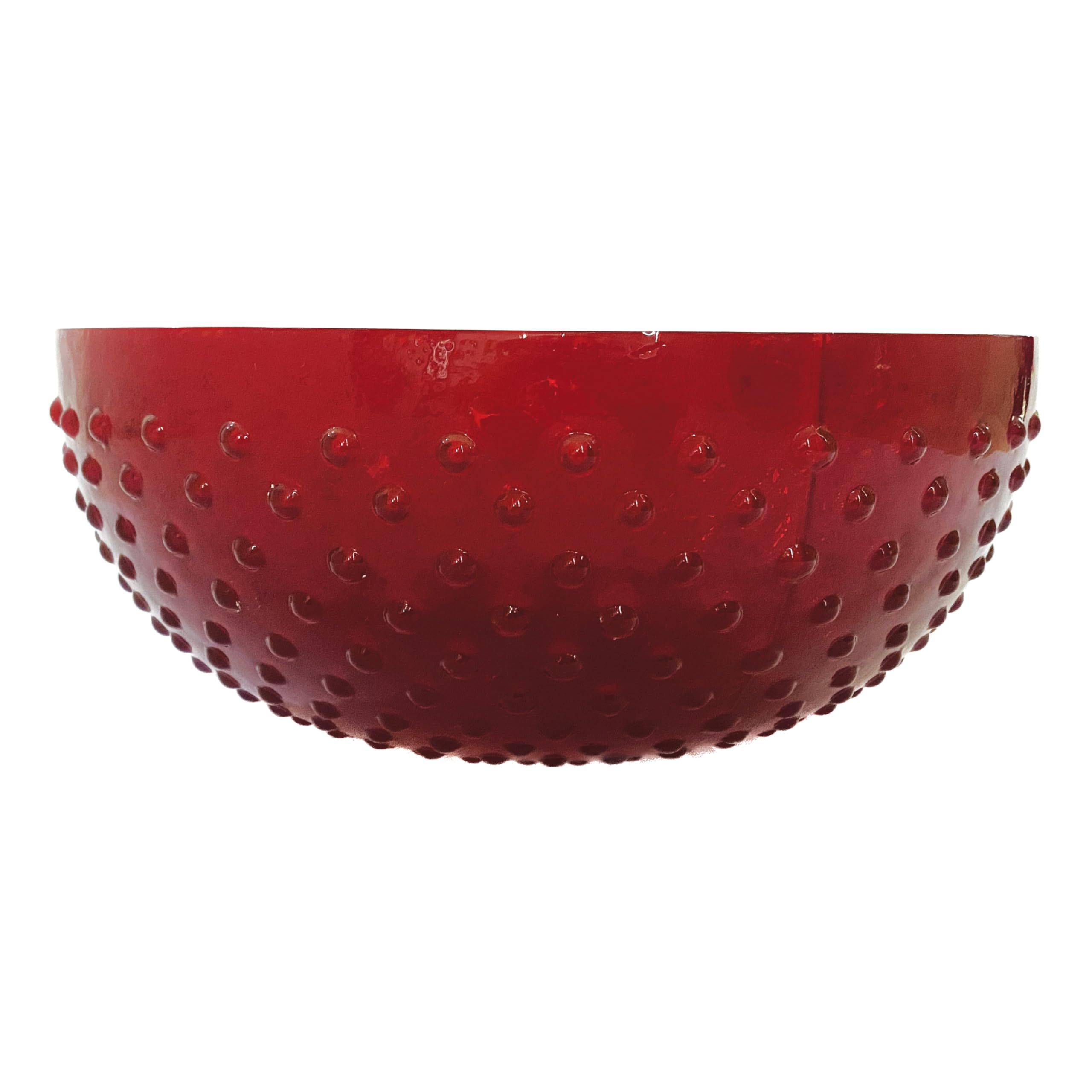Amazon.com | Creative Co-Op 4.5 Quart Glass Hobnail Serving Bowl, Red ...