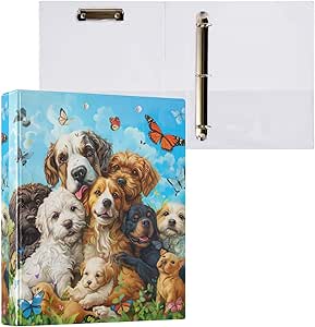 Amazon.com : Cute Puppy and Butterfly Binders 3 Ring 1.5 in Binder Work ...