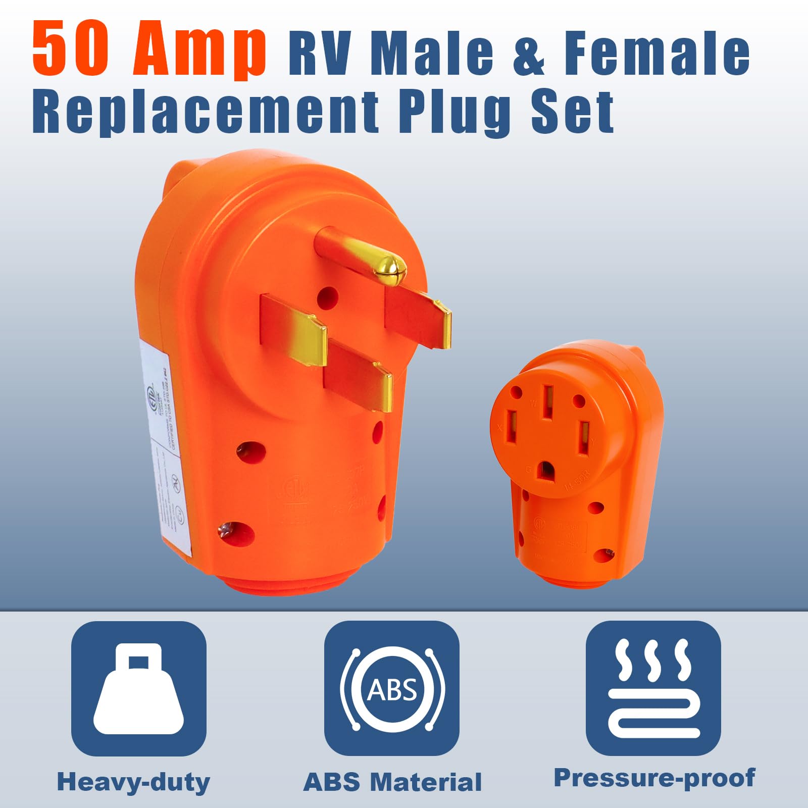 Snapklik.com : 50 Amp Male And Female RV Plug Set 14-50P/50R RV Power ...