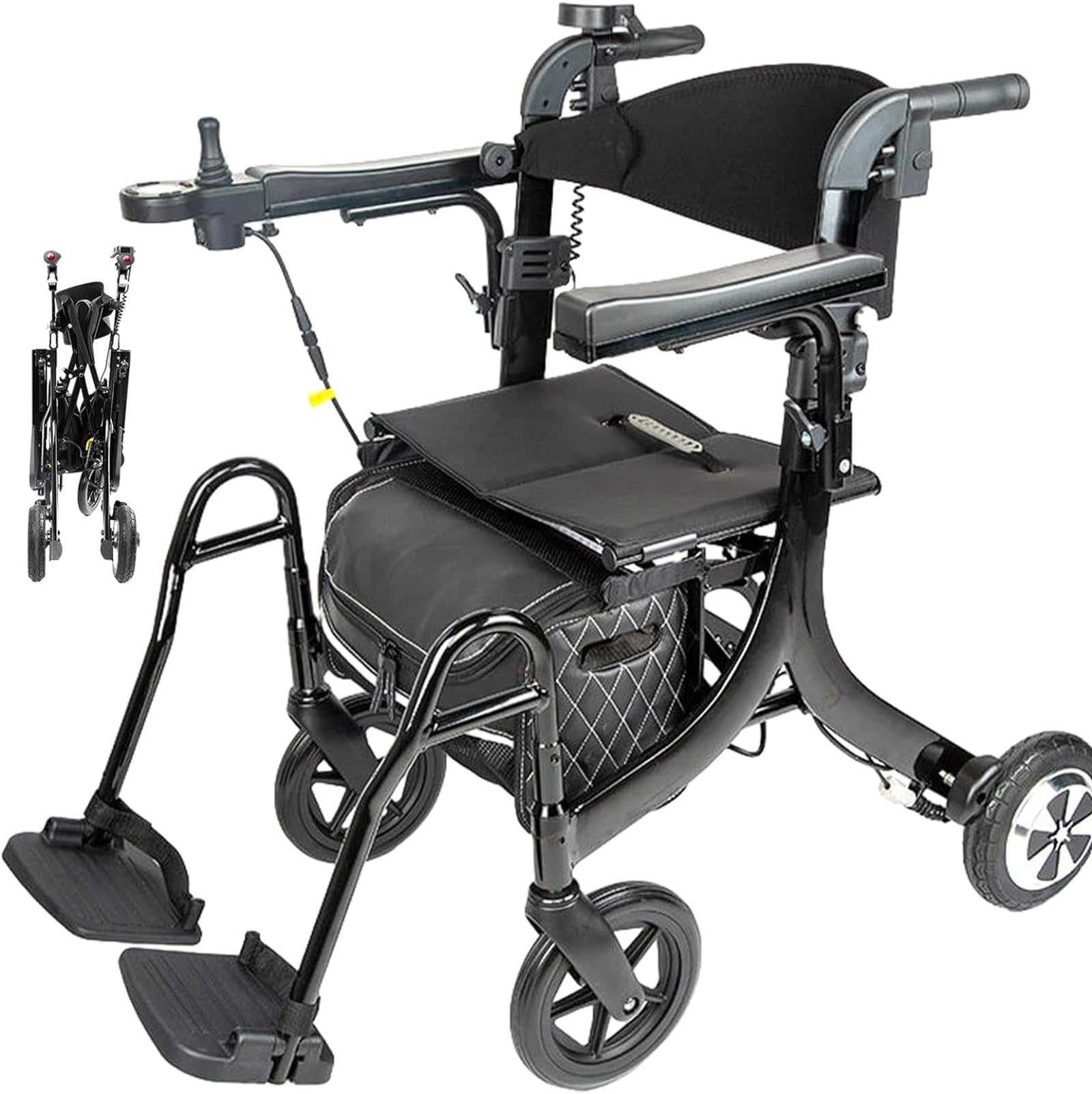 Rollator Walker, with Seat 5in 1 Multi-Functional Electric Walker for Seniors Transport ...