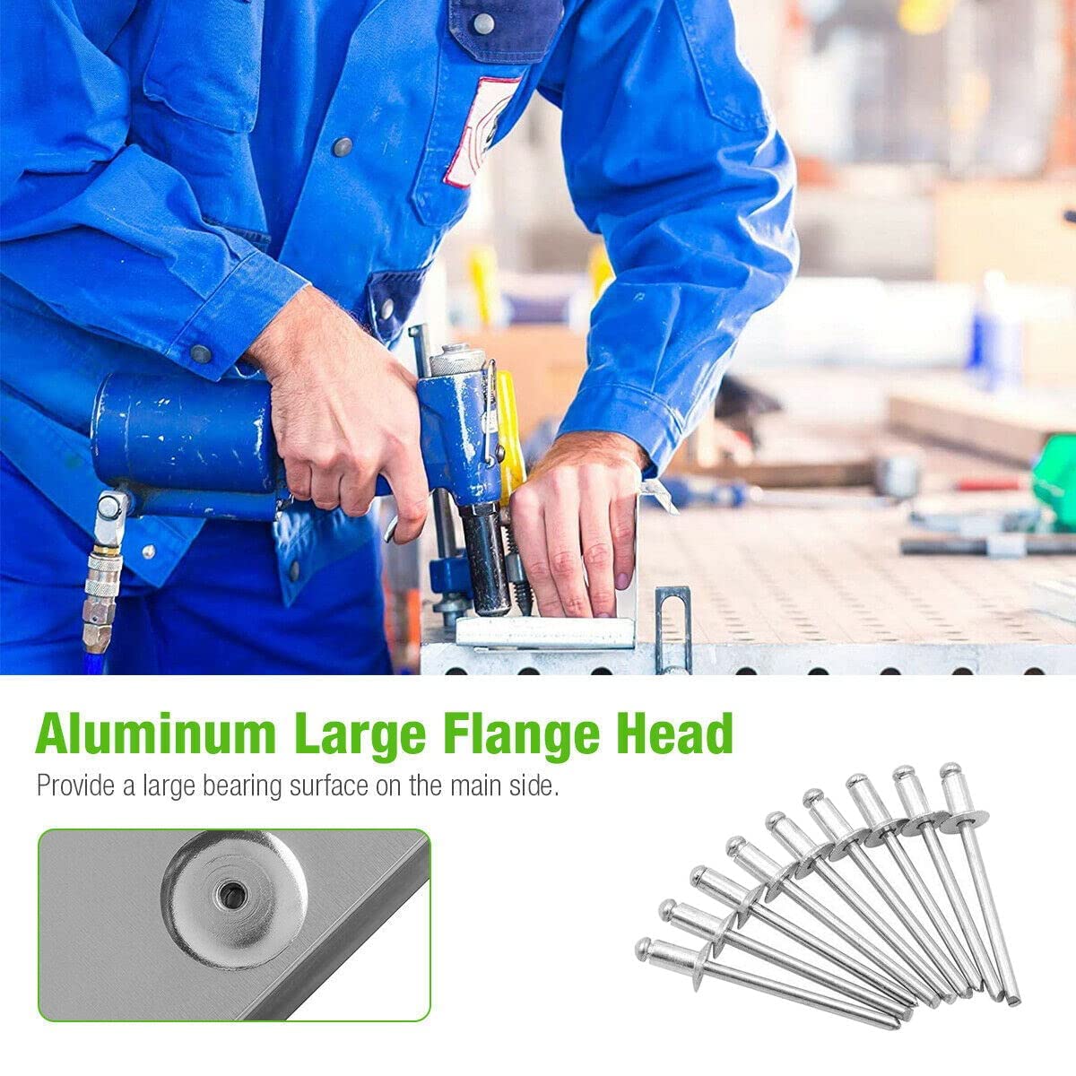 Snapklik.com : 20 Pack Aluminum Dome Head Blind Rivets Self-Plugging ...