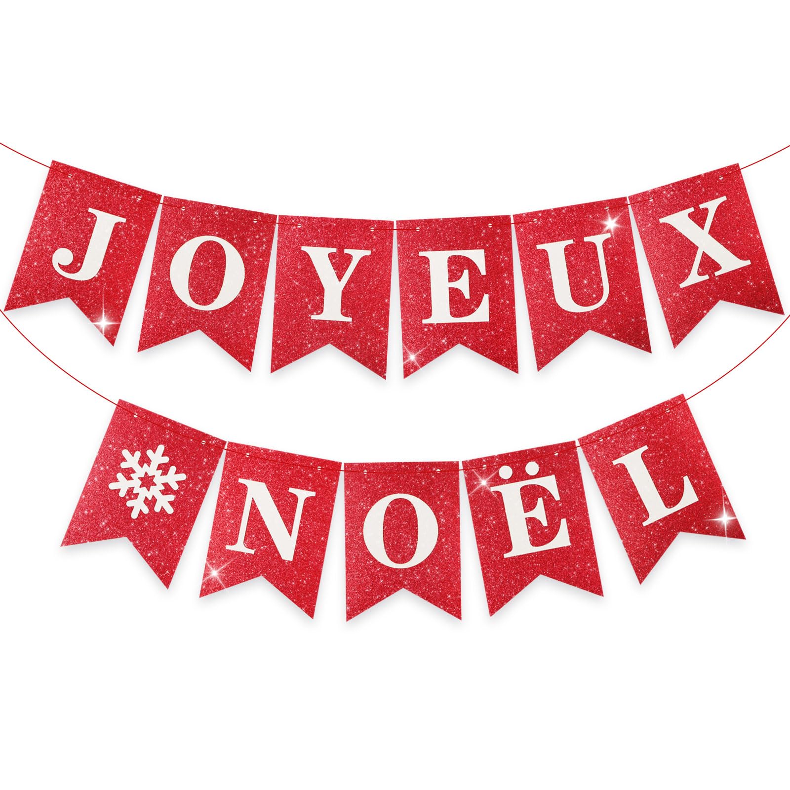 Bannière Joyeux Noël Banderole Guirlande Rouge avec Motif Flocon de ...