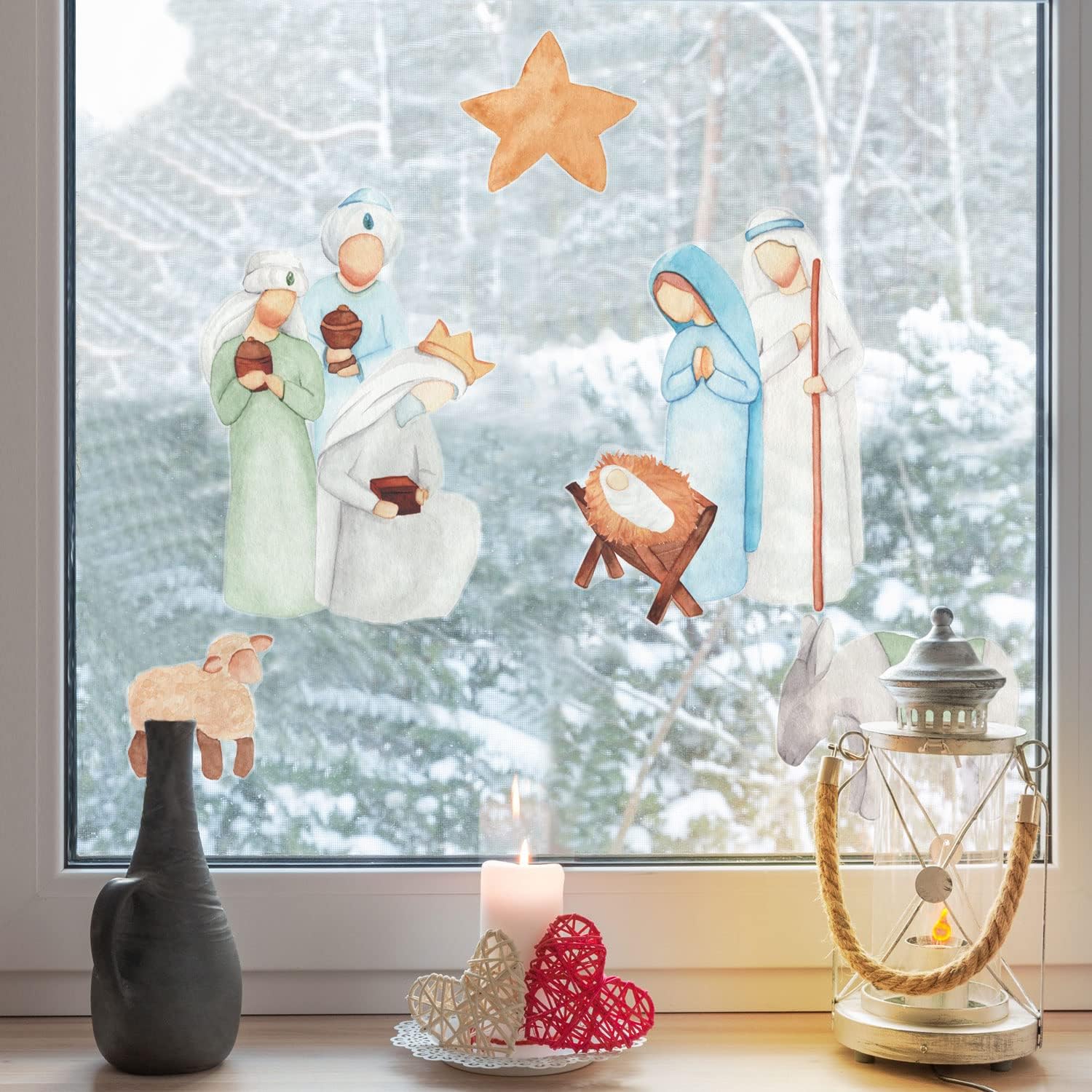Stickers4 Beautiful Christmas Nativity Window Stickers - Double Sided ...