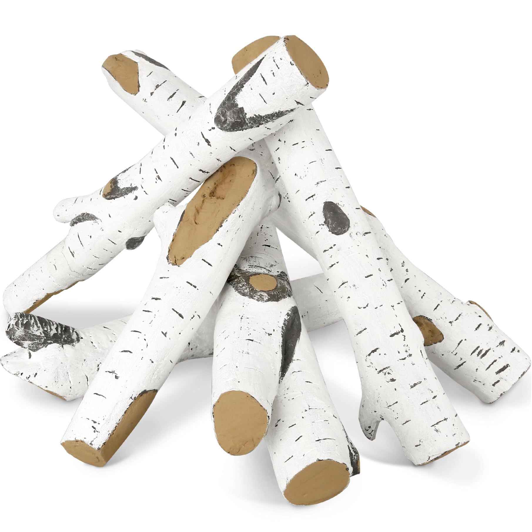 Amazon.com: Gas Fireplace Logs Ceramic Birch Logs Fake Fireplace Insert ...