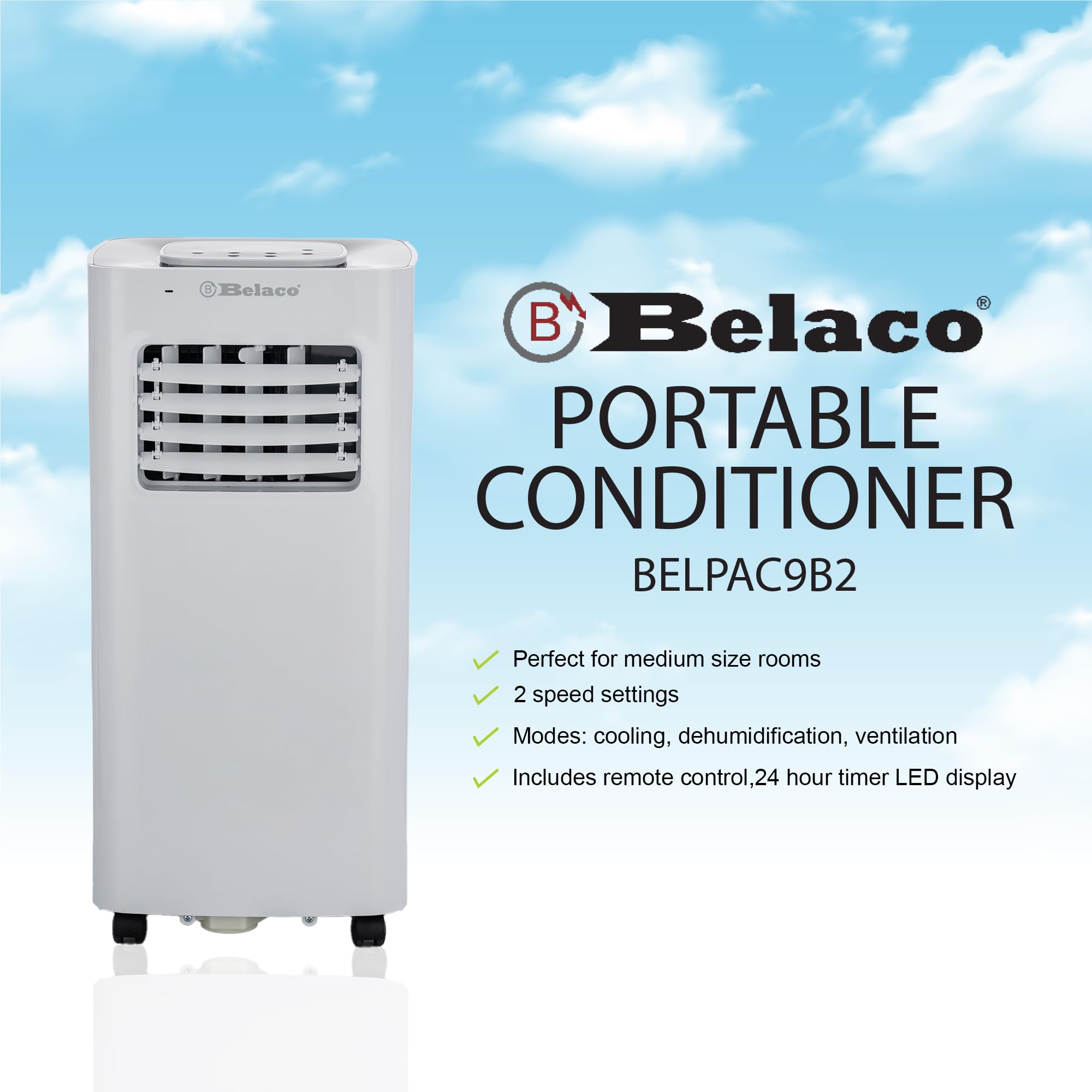 Belaco Air Conditioning Unit, Portable Air Conditioner 9000BTU 4-in1 ...