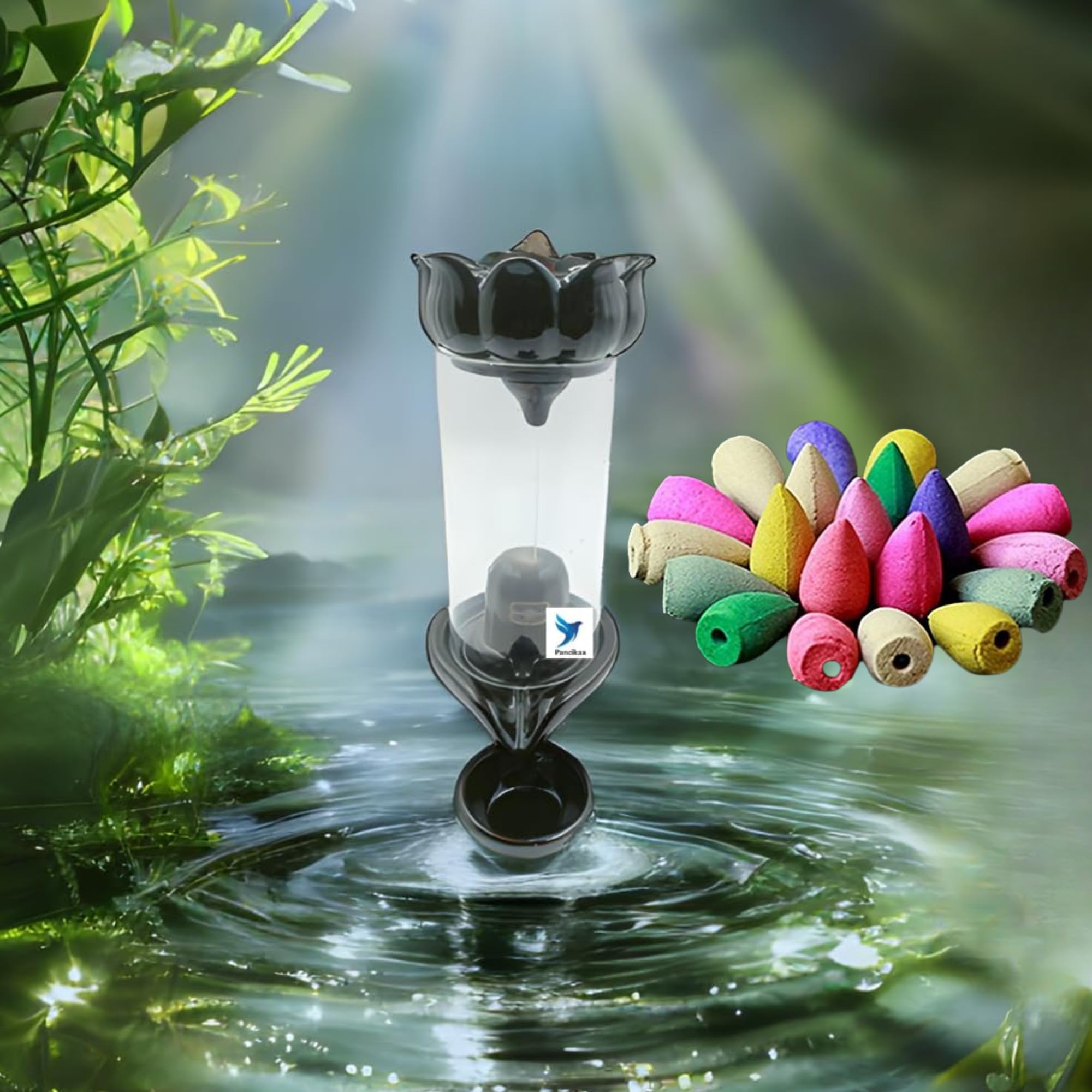 PANCIKAA Ceramic Back Flow Incense Holder Shiv Ling Incense Burner with ...