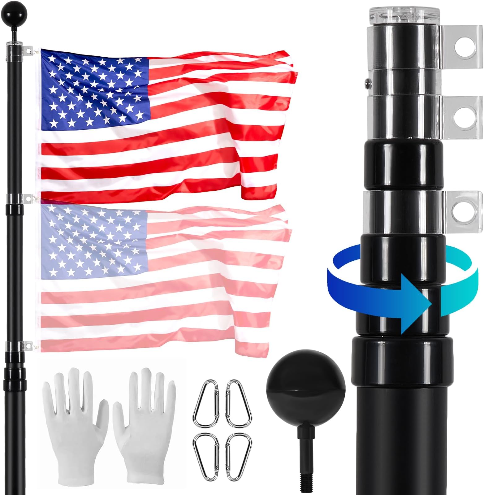 Amazon.com : DNShorix Telescoping Flag Pole, Tailgate Flag Pole with ...