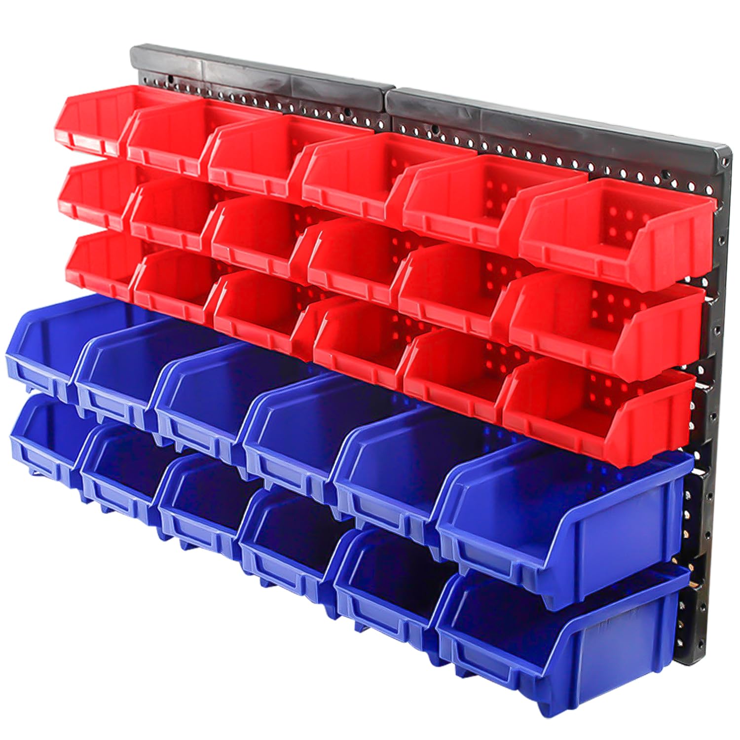Snapklik.com : Wall Mounted Storage Bins Parts Rack, 30Pcs Bins Plastic ...
