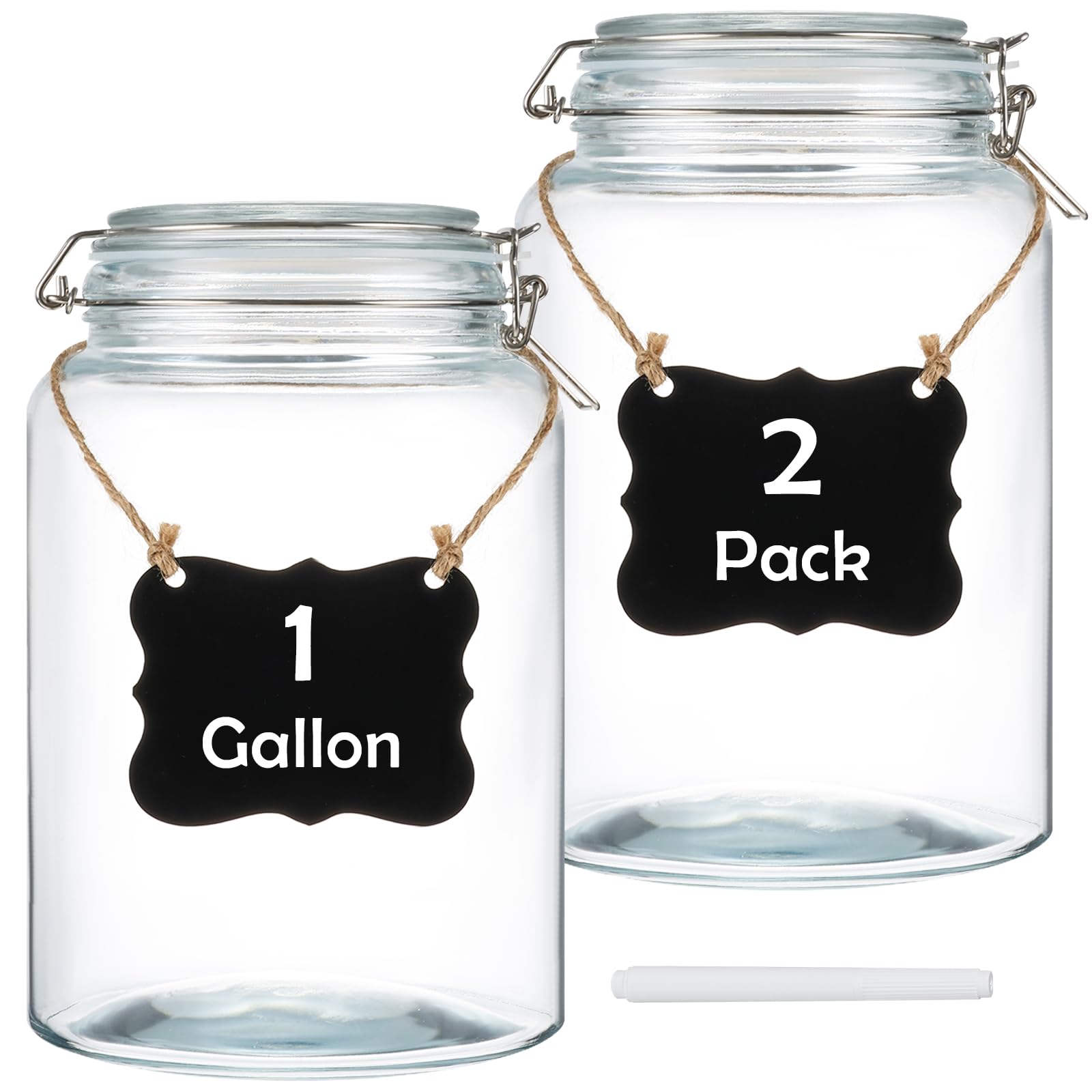 Amazon.com: 1 Gallon Glass Jar with Lid (set of 2), Flour Sugar Storage ...
