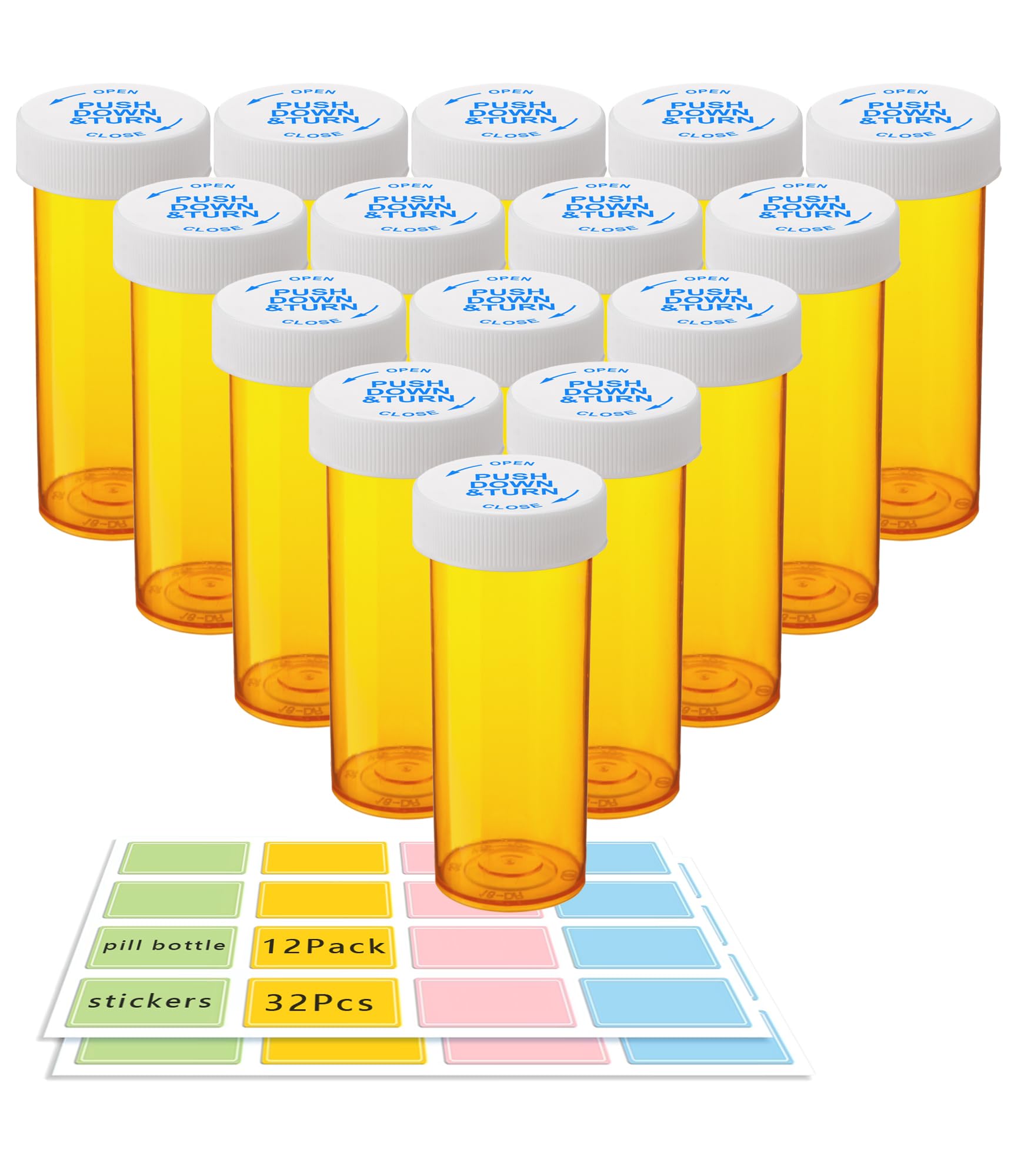 Amazon.com: Zoeynex 2oz Childproof Pill Bottles (12 Pack) - Moisture ...