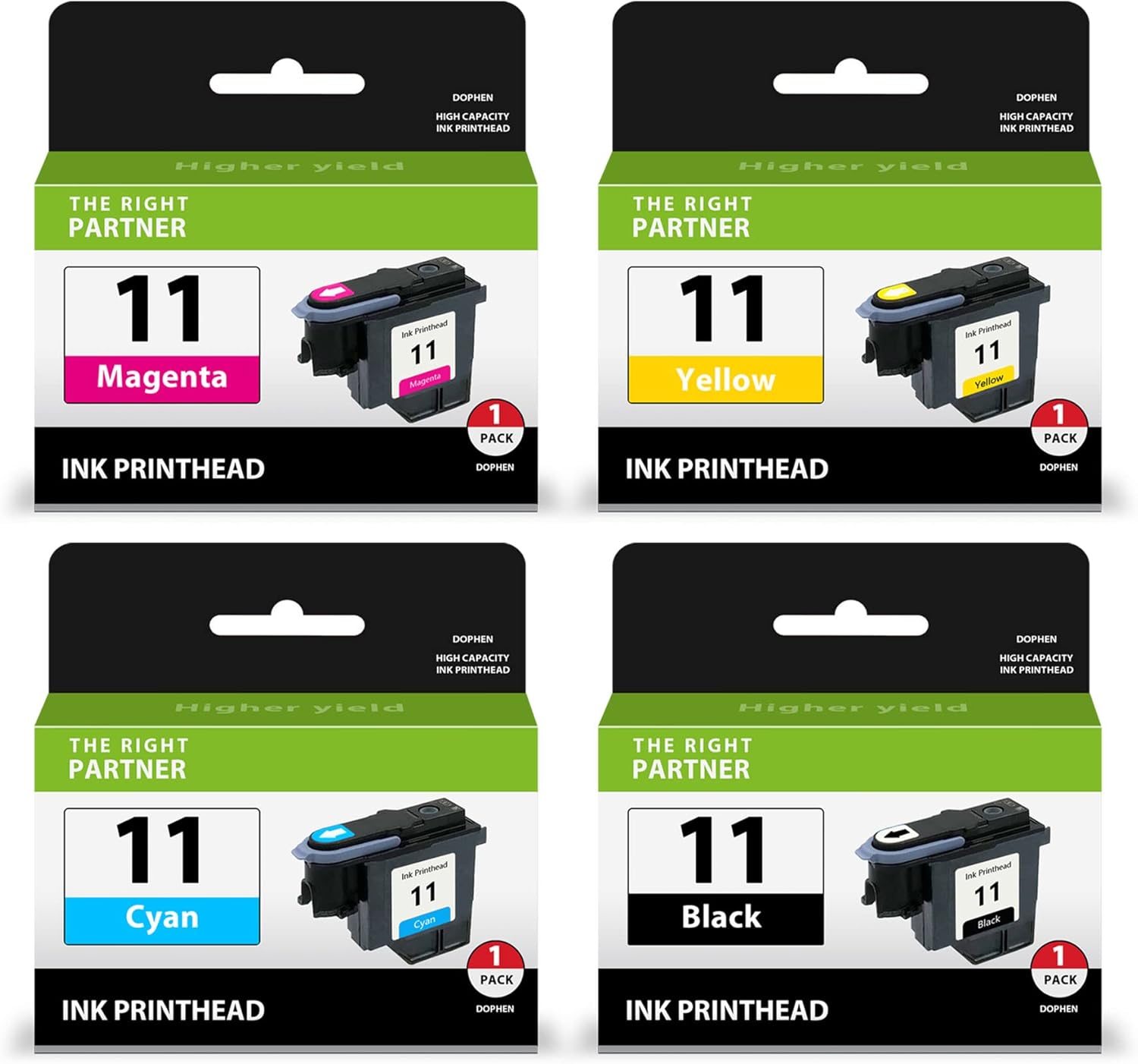 Amazon.com: 11 Ink Printhead Set, 4-Pack (Black/Cyan/Magenta/Yellow ...