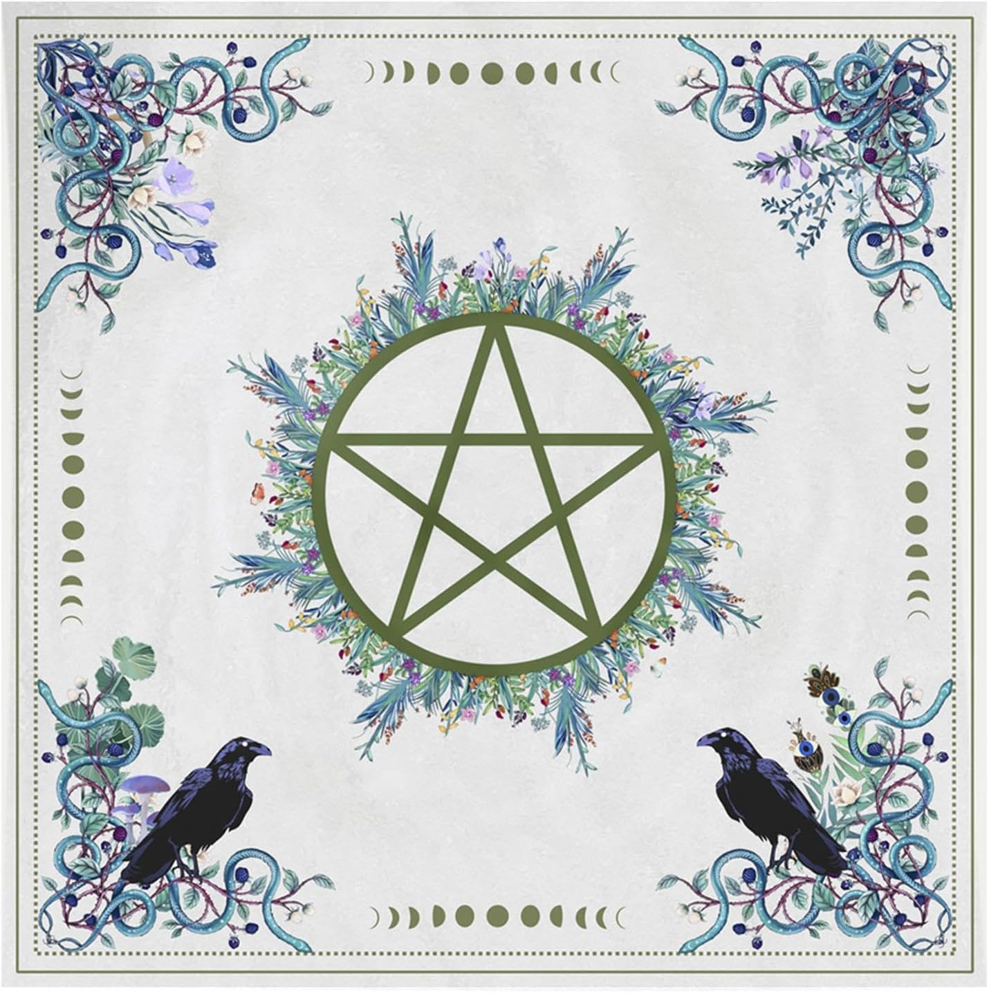 Amazon.com: Tarot Table Cloth, Altar Pentagram Green Prophet Divination ...