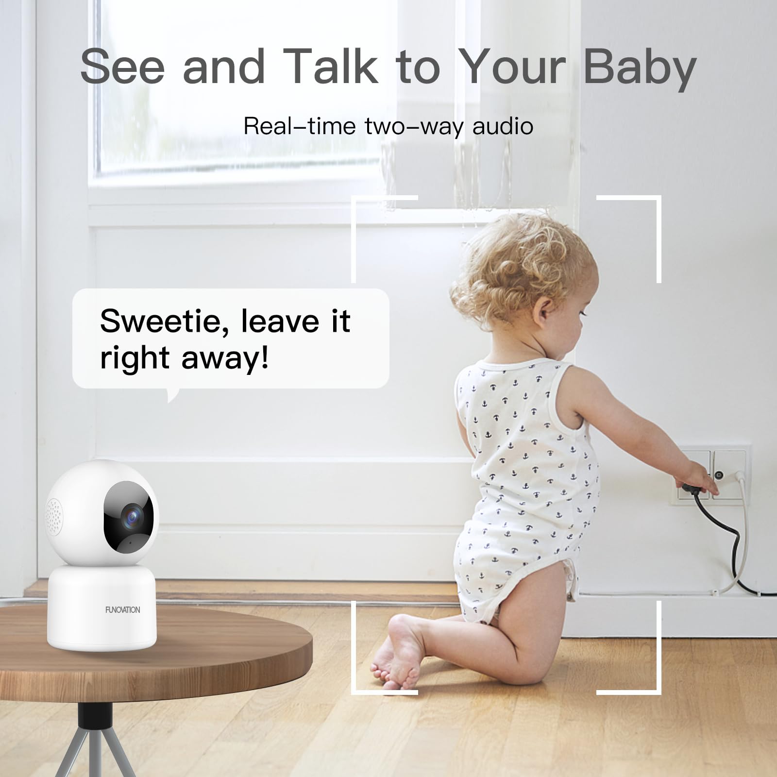 3MP Indoor Security Camera, 360° PTZ 2.4G WiFi Only Cameras for Home ...