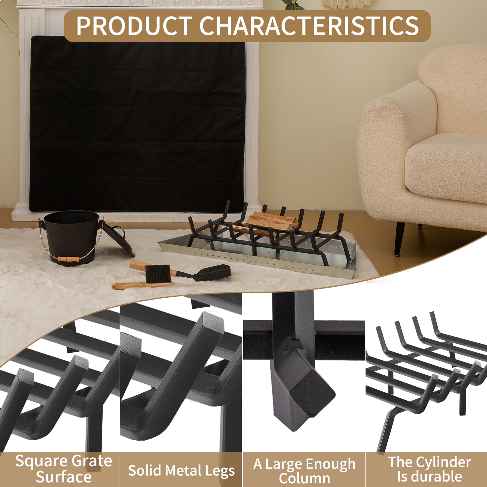 Snapklik.com : Fireplace Grate, 24 Inch Heavy Duty Fireplace Log Grate ...