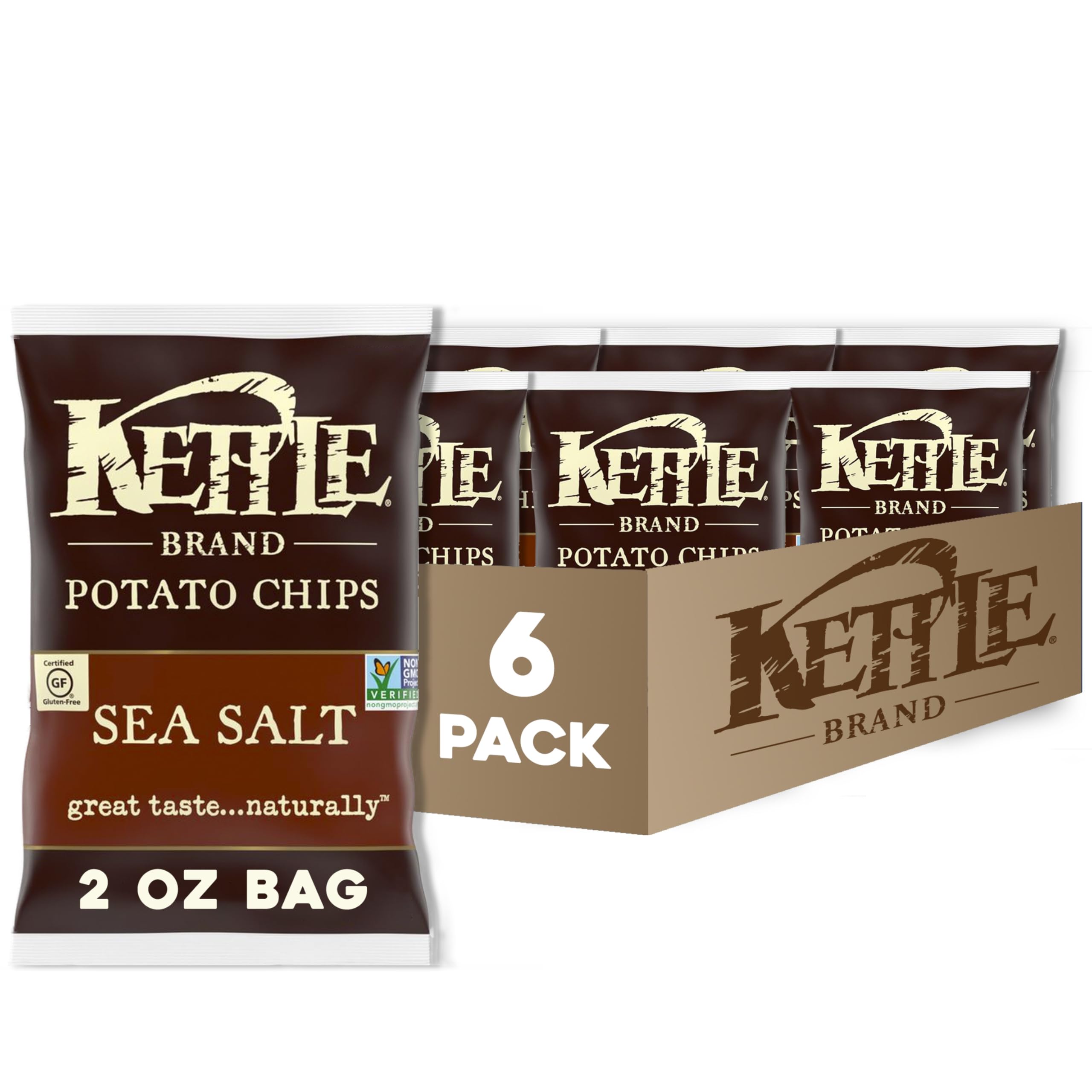 Amazon.com: Kettle Brand Potato Chips, Sea Salt Kettle Chips, Snack Bag ...