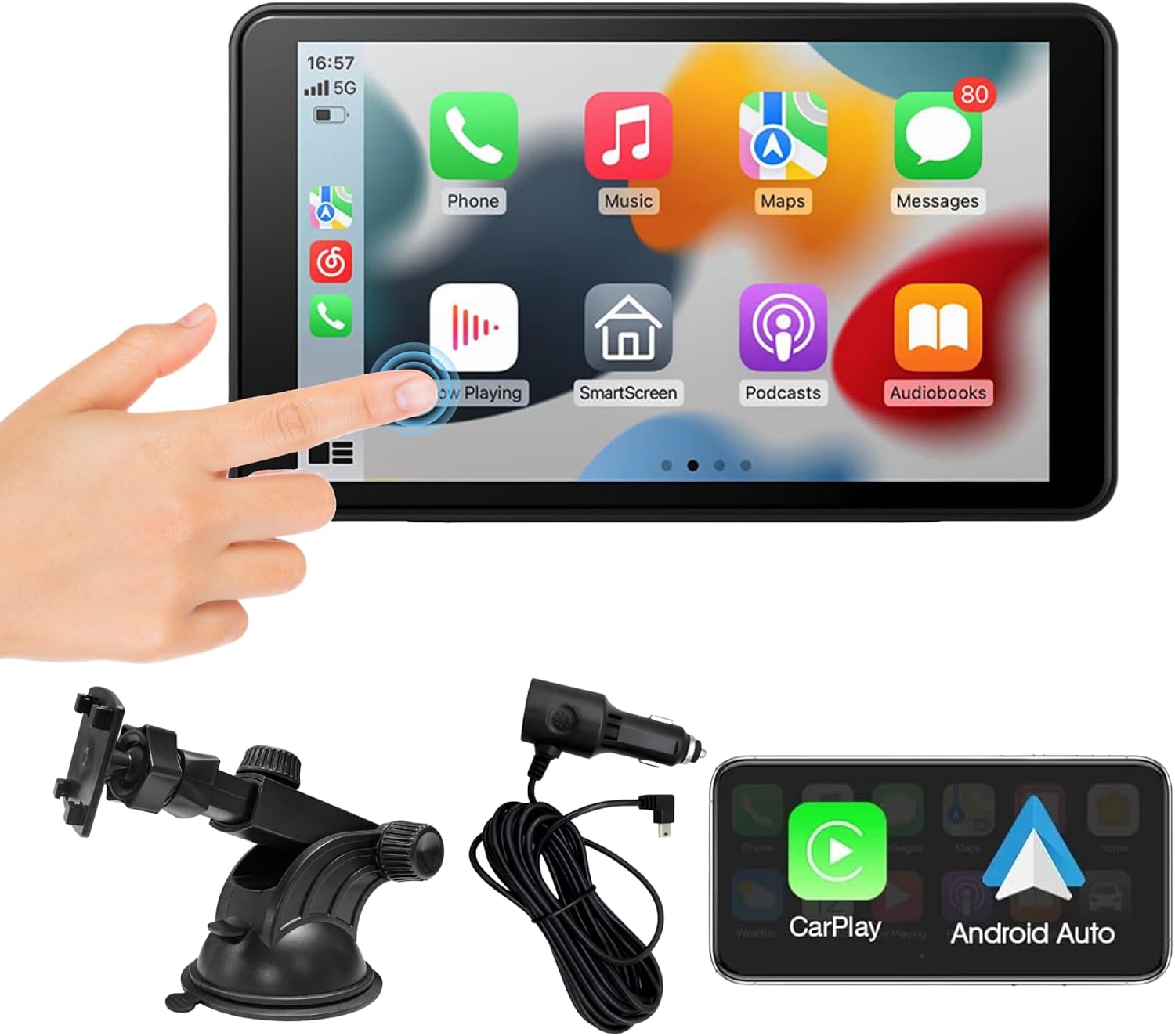Laser 7-inch Portable Wireless CarPlay/Android Auto Touchscreen, Real ...
