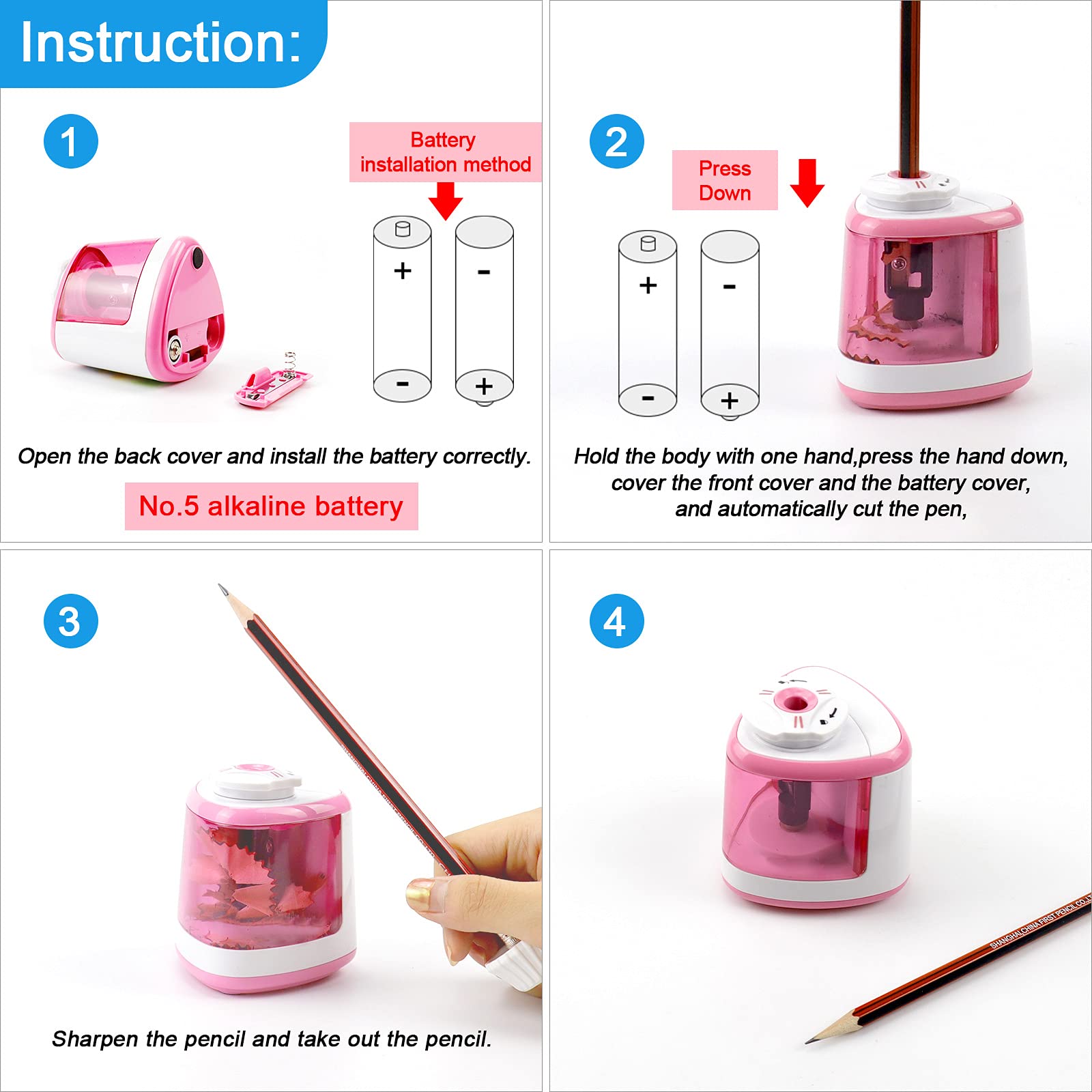 Classroom Sharpener Electric Pencil Sharpener - USB & Battery Powered ...