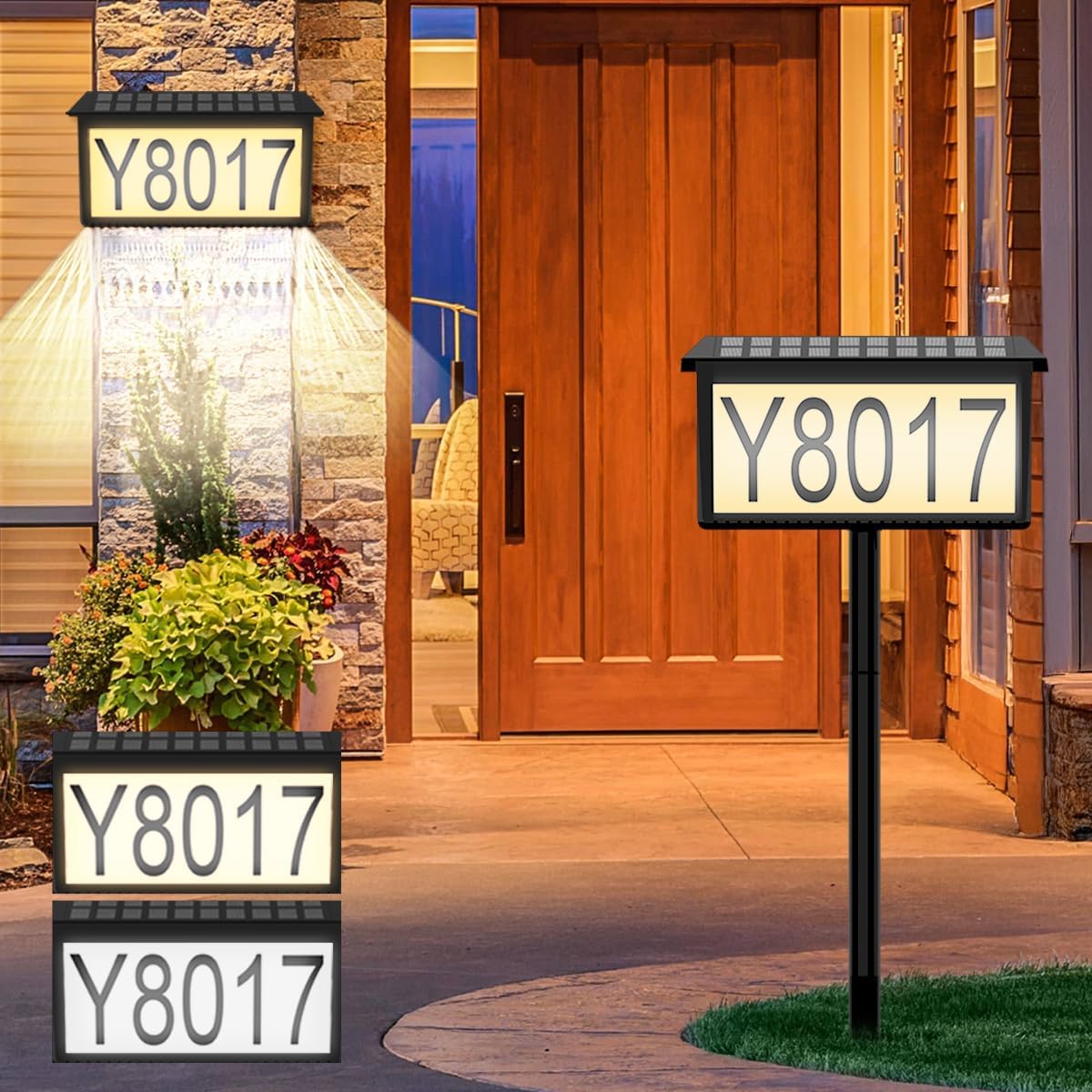 Amazon.com: Solar Address Sign Lighted House Numbers Waterproof, Solar ...