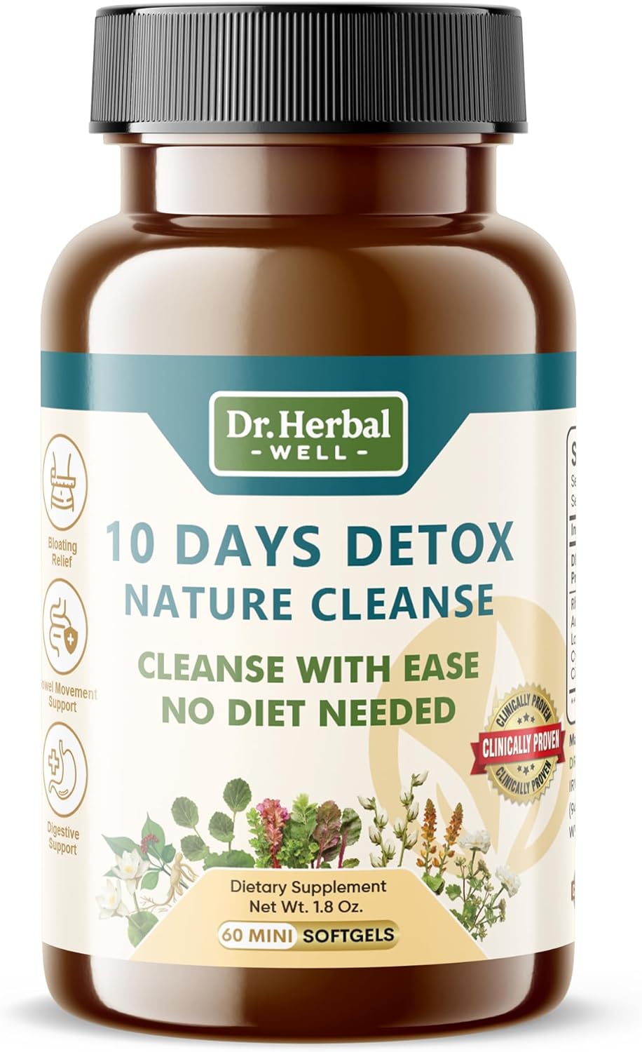 Amazon.com: DR. HERBAL WELL 10 Days Detox Natural Cleanse with Ease No Diet Needed (60 Mini ...