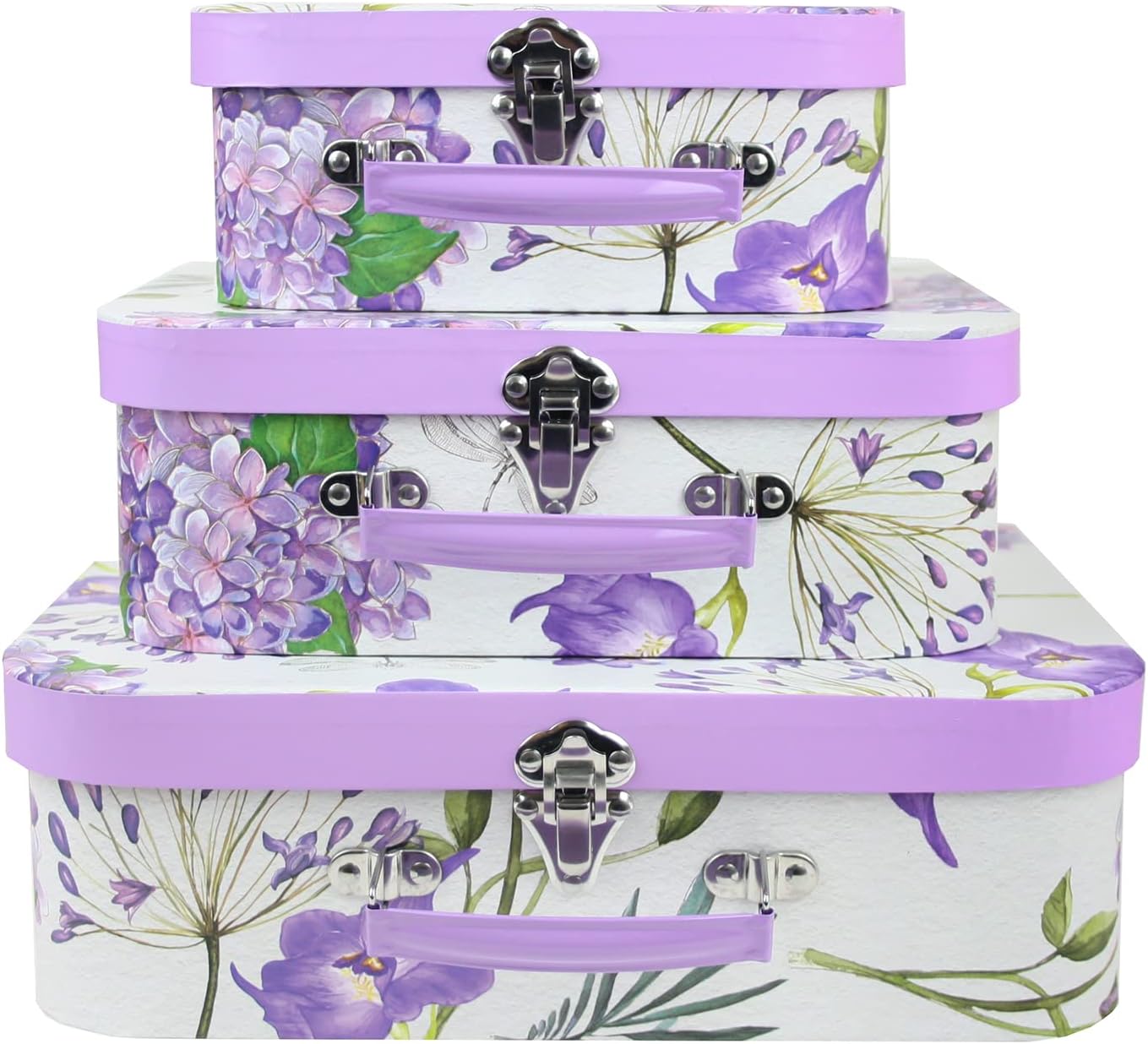 Emartbuy Lilac Floral Print Suitcase Gift Boxes Set of 3 – Prebuilt ...