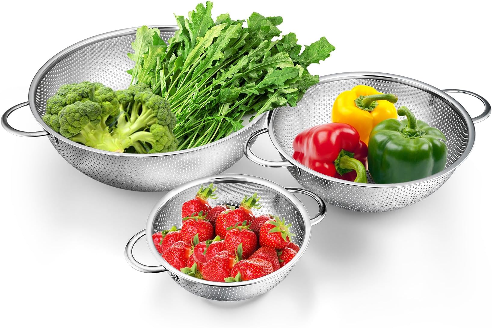 Amazon.com: Stainless Steel Colander with Handle and Legs, Metal Green ...