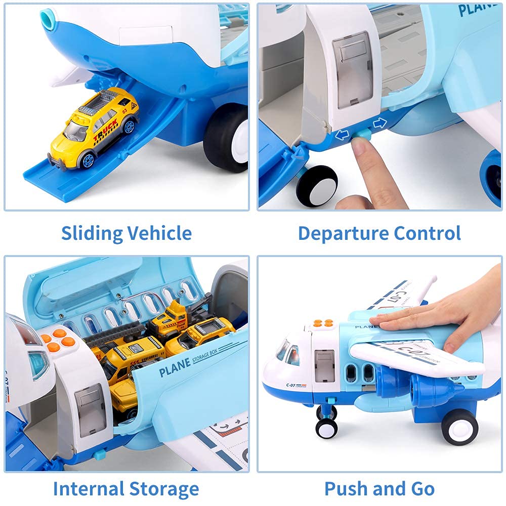 TEMI Mist Spay Storage Transport Plane Cargo with 6 Free Wheel Diecast ...