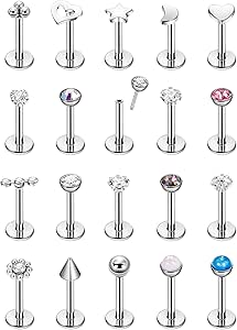 Amazon.com: LOREMOW 20Pcs 20G 18G Surgical Steel Threadless Nose Ring ...