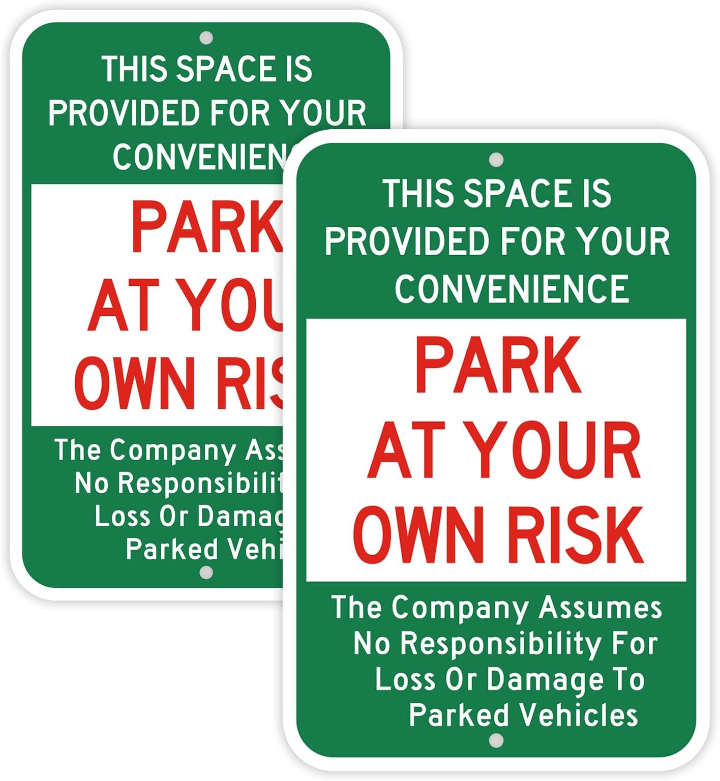 Amazon.com : Phyabe 2 Pack Park at your Own Risk Sign Not Responsible ...