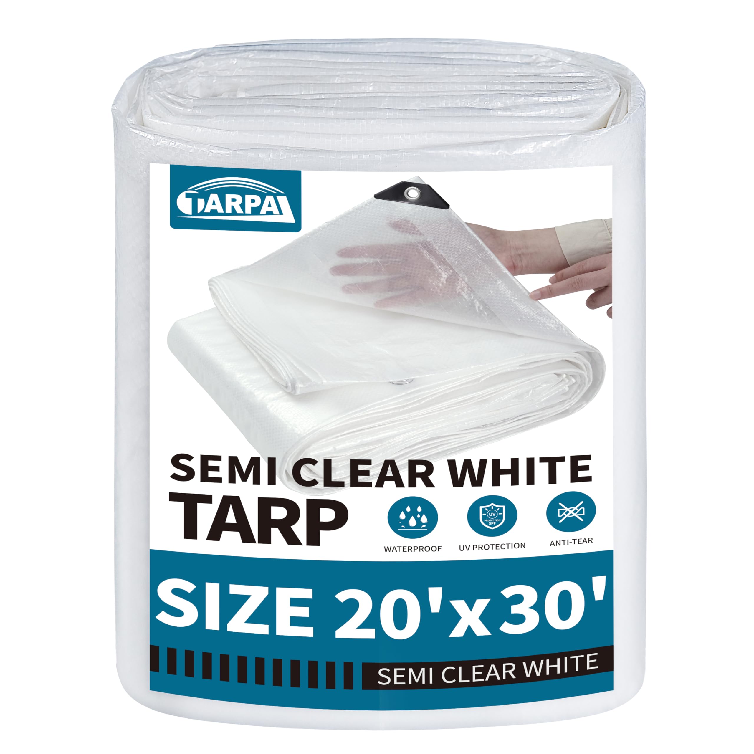 Amazon.com: TARPAL 20'x30' Semi Clear White Tarp Waterproof Green House ...