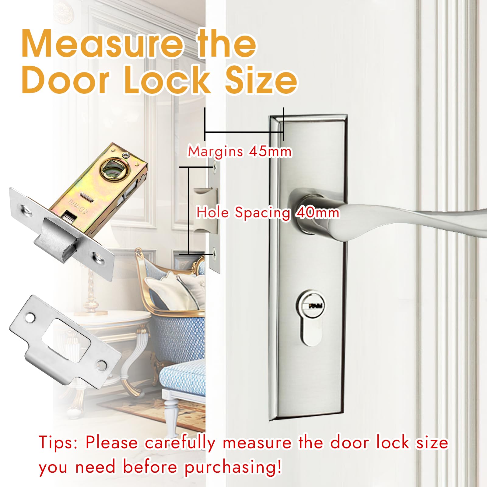 Deepton 4 Set Tubular Latch, 45mm Door Latches, Internal Door Locks ...