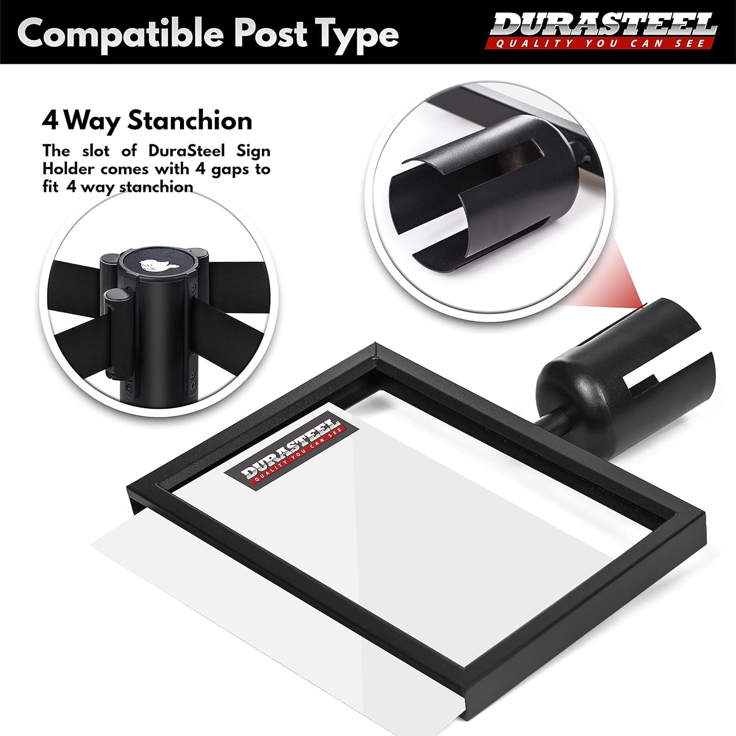 Snapklik.com : DuraSteel Stanchion Sign Holder 8.5" X 11" Paper Size ...