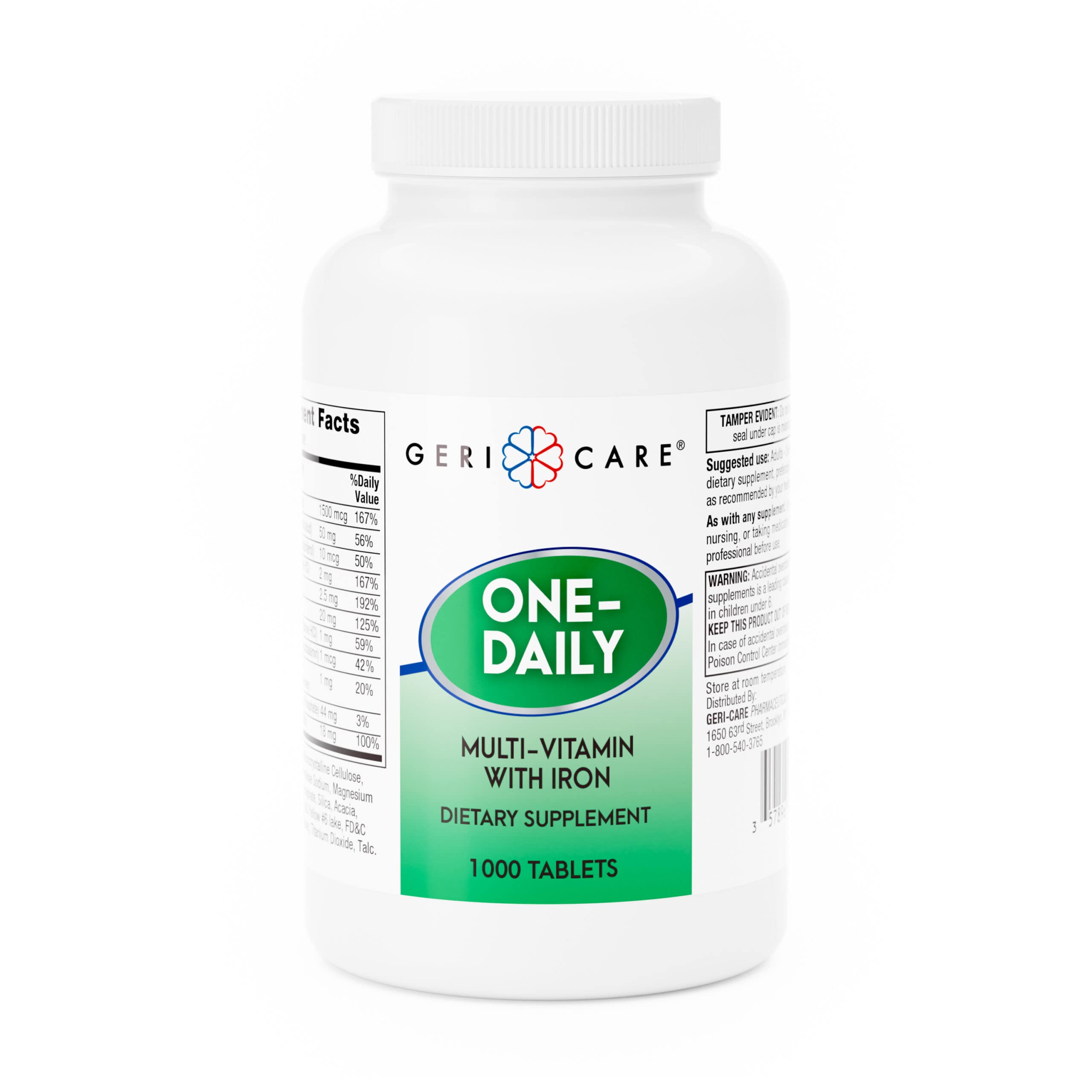 Amazon.com: GeriCare One-Daily Multi-Vitamin with Iron Tablets, 1000 ...