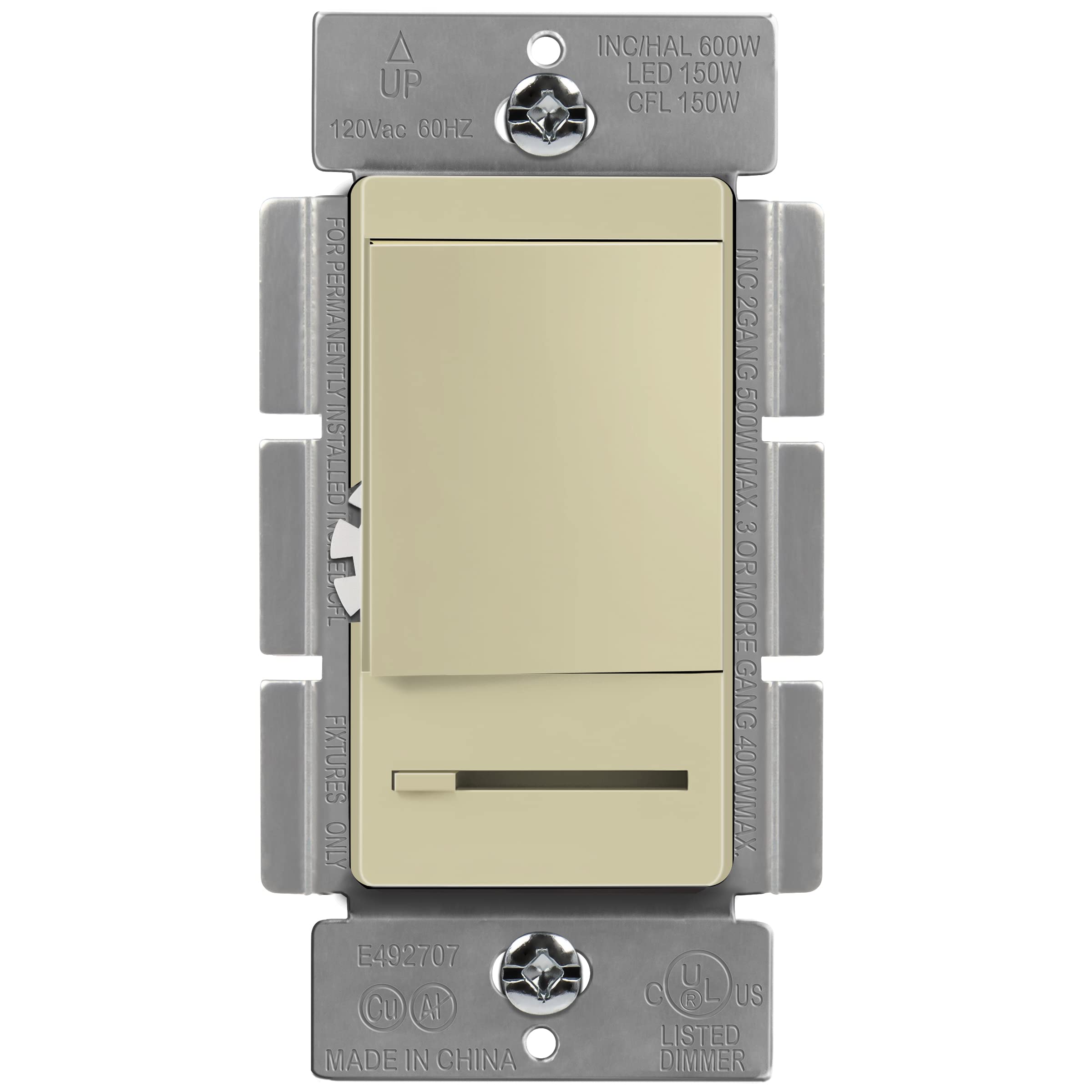 Snapklik.com : In Wall Slide Dimmer Switch, For 150W Dimmable LED, 600W ...