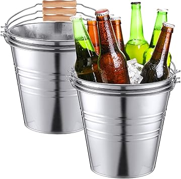 Amazon.com: Zopeal 6 Pcs Large Metal Bucket Beer Bucket Galvanized ...