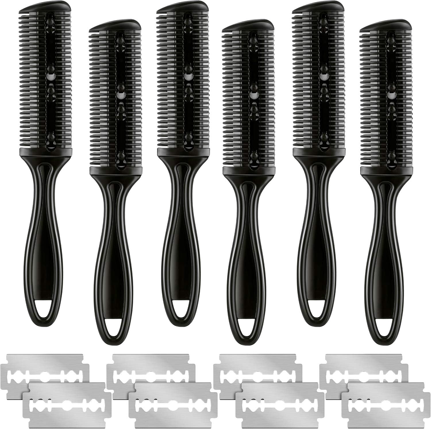 Amazon.com : 6 Pieces Hair Cutting and Thinning Razor Comb Set with 20 ...