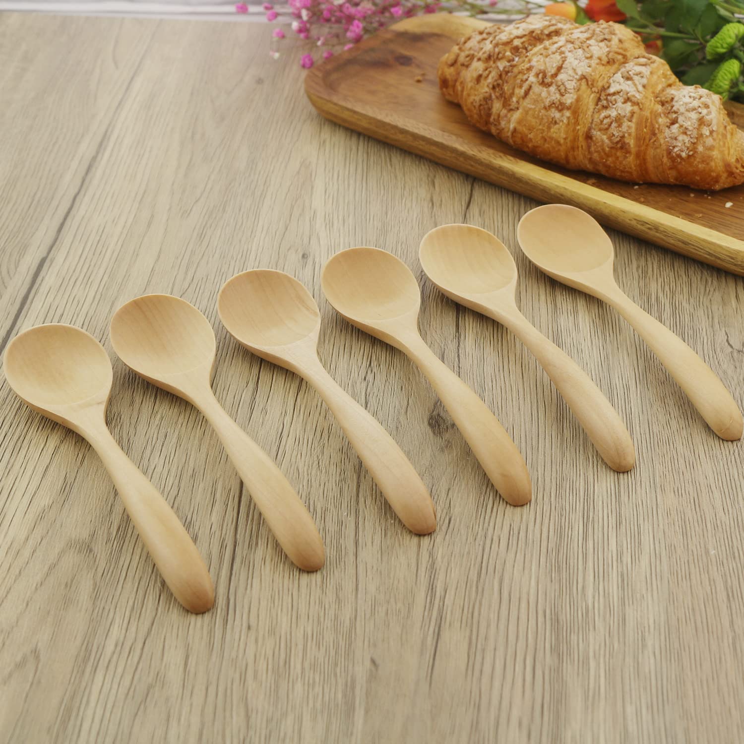 Snapklik.com : Wooden Spoons For Eating, 6-Piece Wood Spoons, 6.6 Inch ...